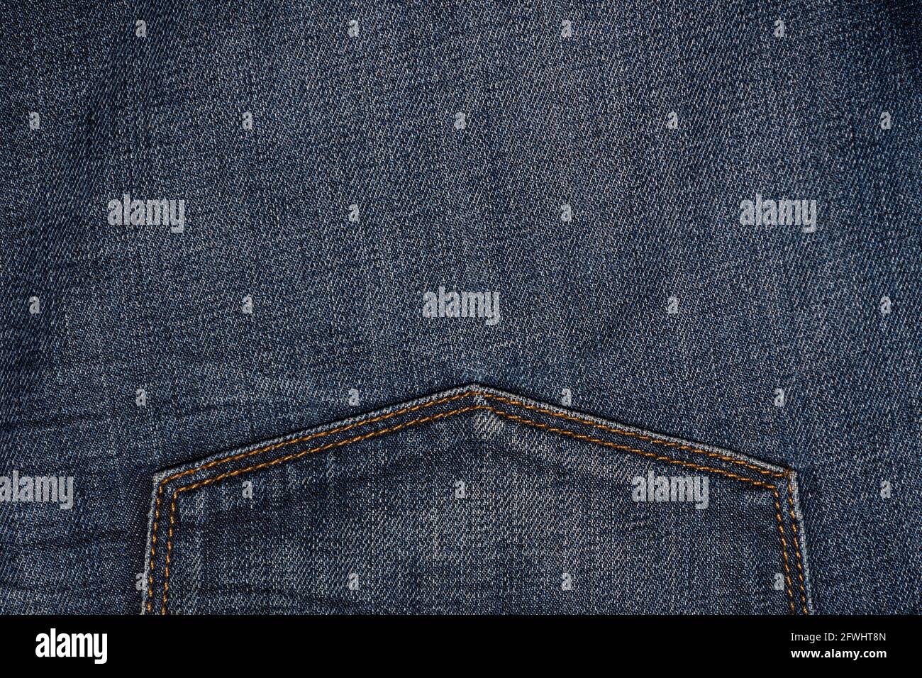 Blue jeans back view, fabric structure and part of the pocket Stock ...