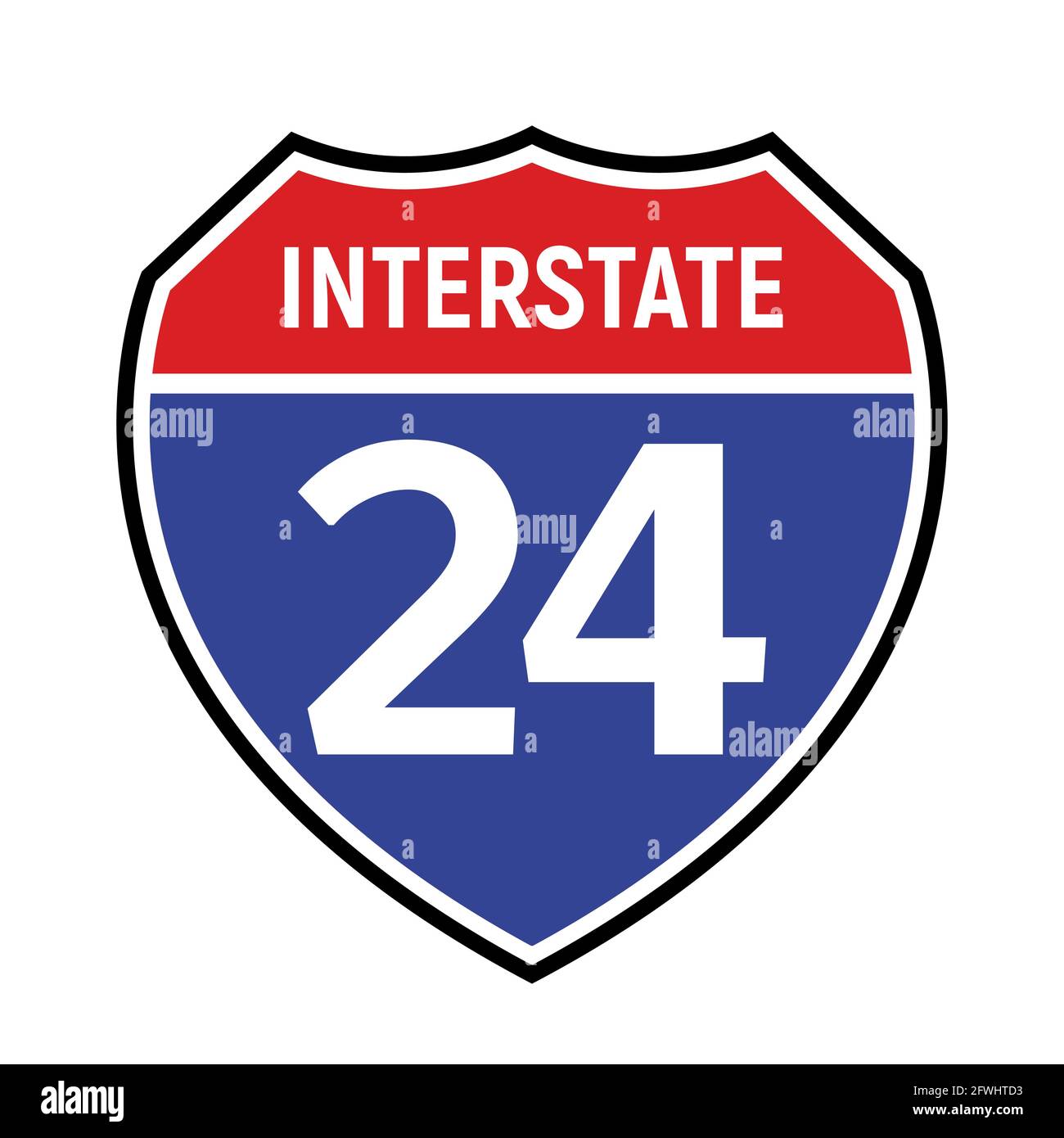 24 route sign icon. Vector road 24 highway interstate american freeway ...