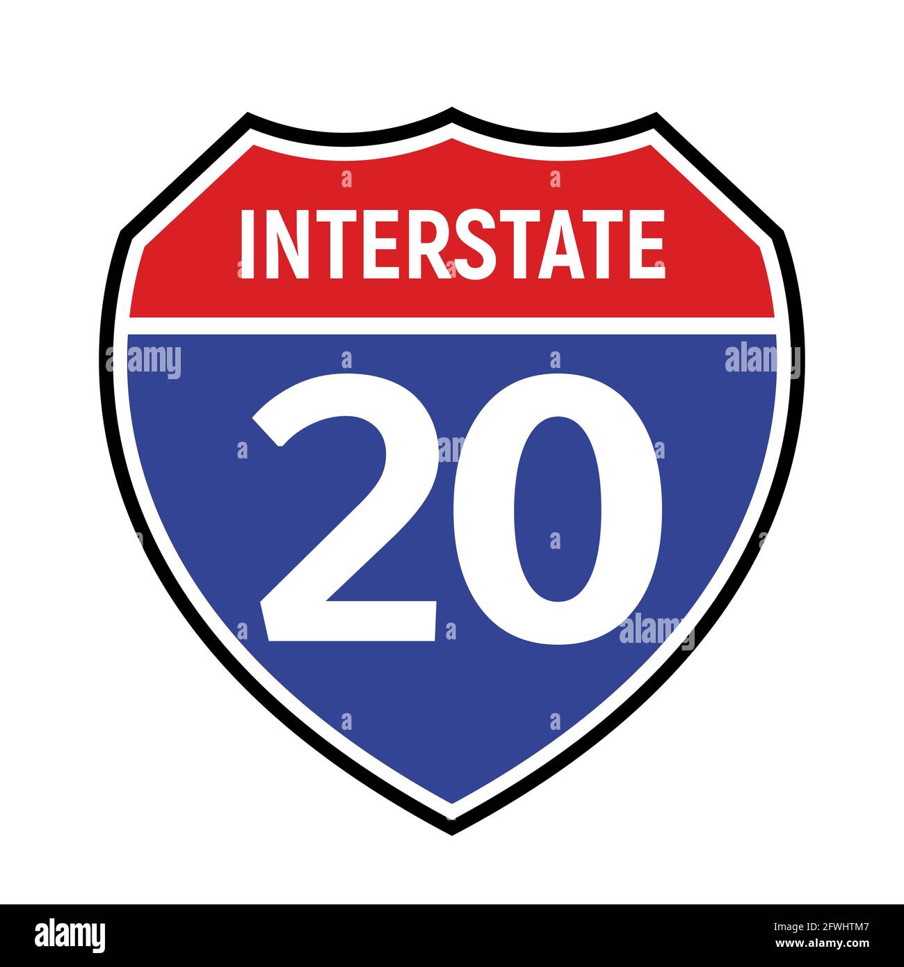 20 route sign icon. Vector road 20 highway interstate american freeway ...