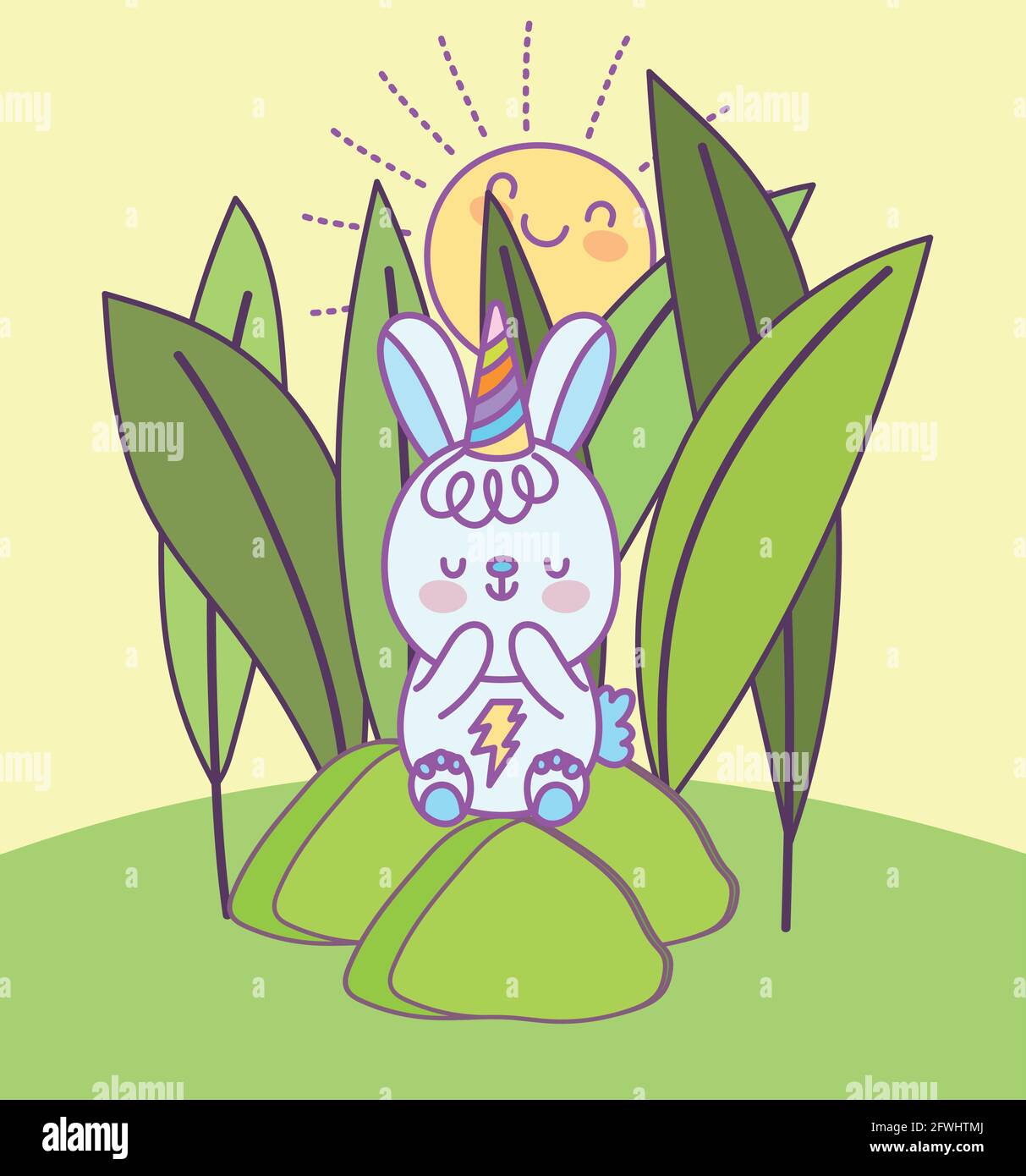 cute rabbit on stones Stock Vector Image & Art - Alamy