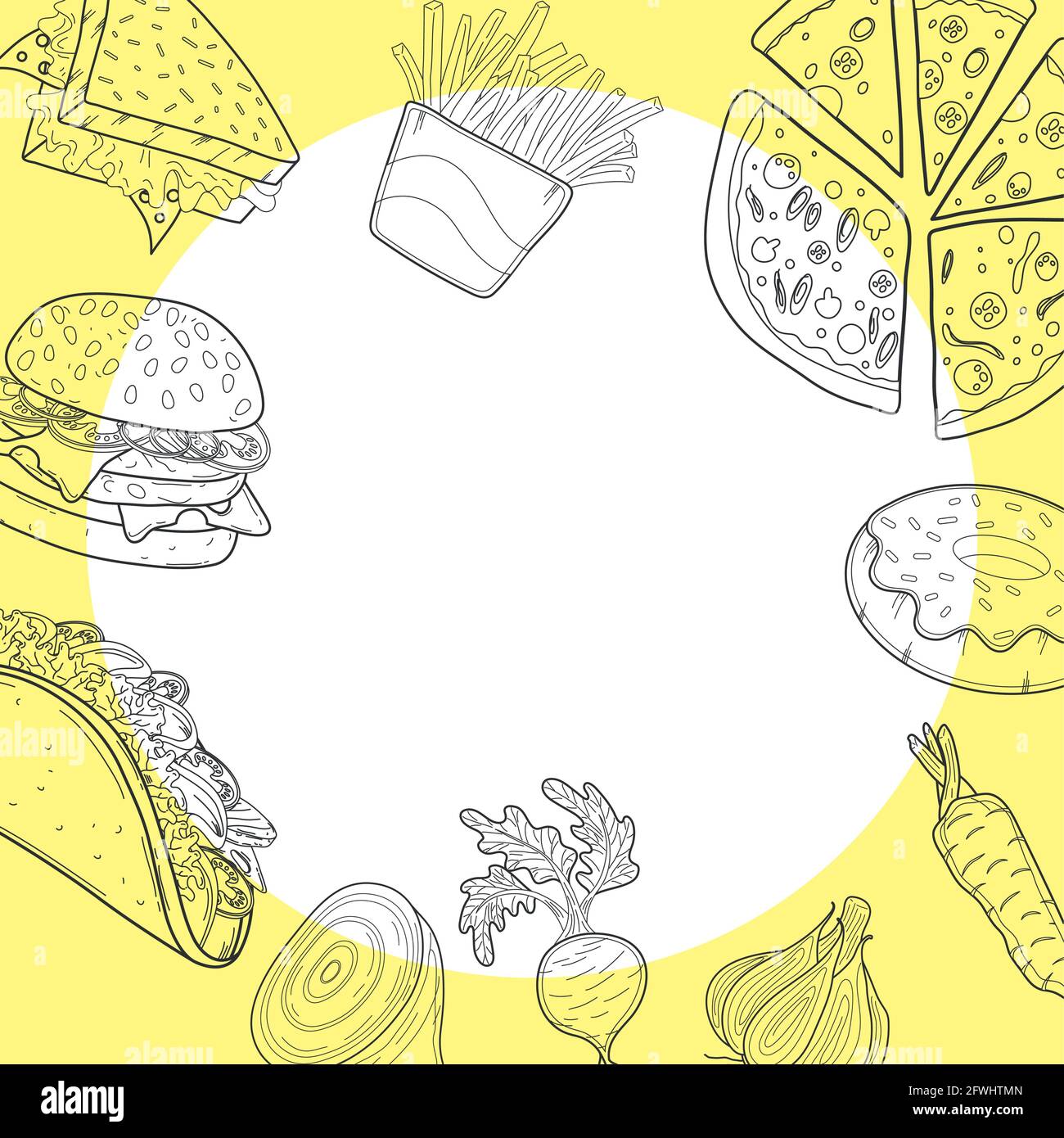 one line set foods frame Stock Vector Image & Art - Alamy