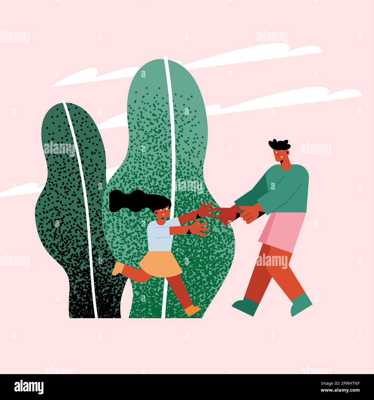 Father playing daughter outdoor Stock Vector Images - Alamy