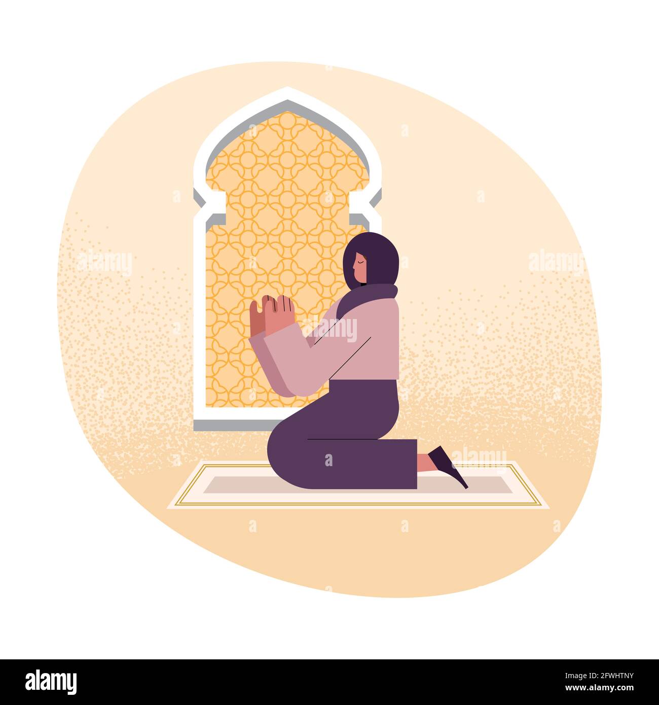 muslim woman praying character scene Stock Vector Image & Art - Alamy