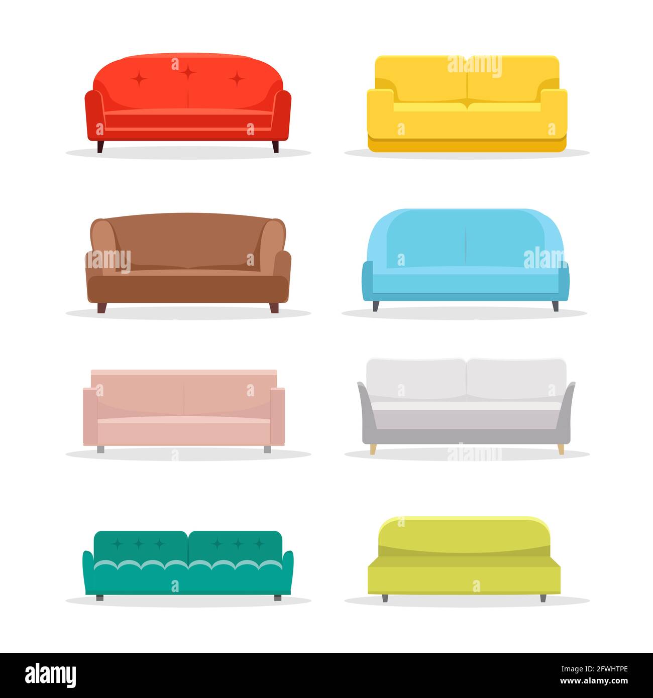 Sofa flat vector icon furniture. Interior couch home sofa seat ...