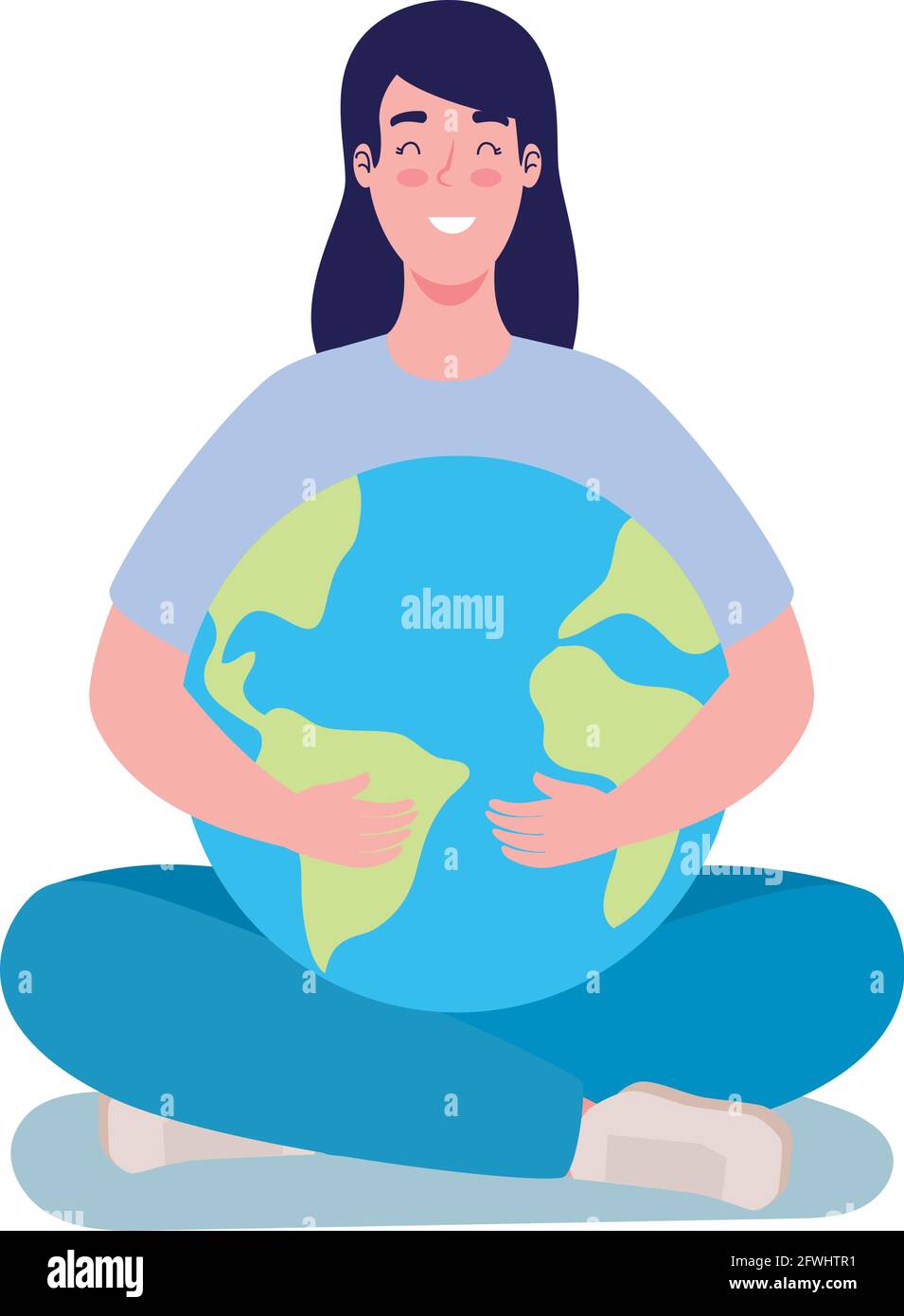 Girl holding planet in Stock Vector Images - Alamy