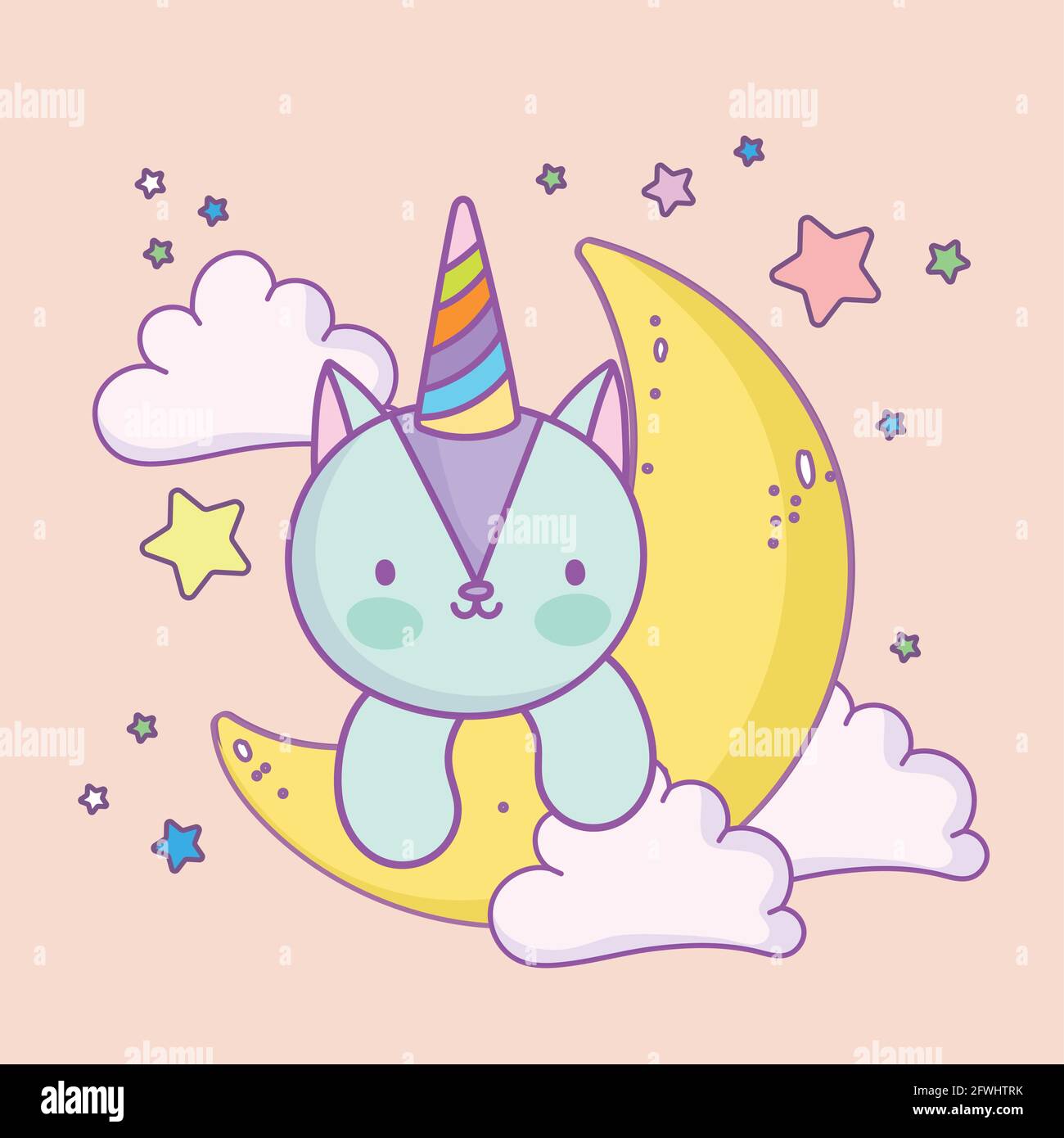 funny cat on moon Stock Vector Image & Art - Alamy