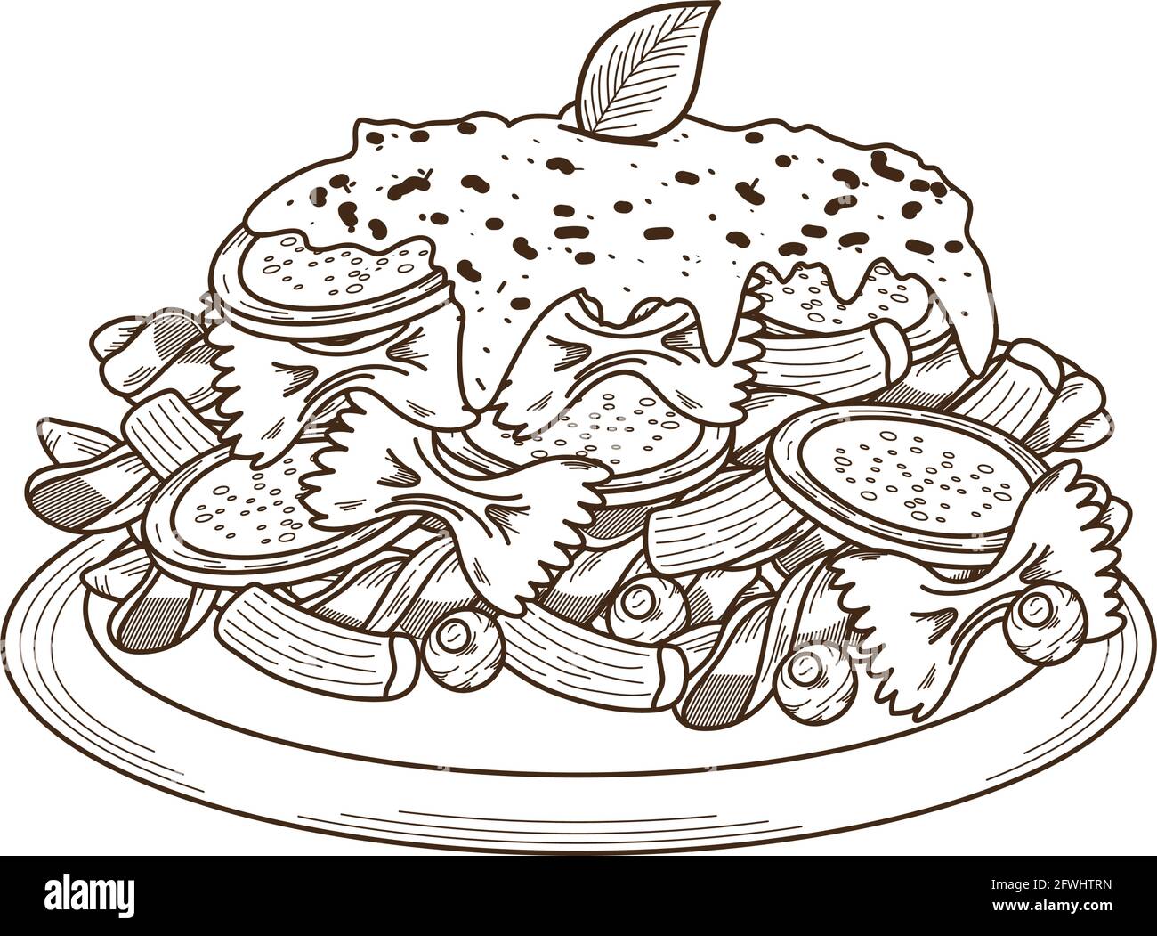 Spaghetti pasta with vegetables Stock Vector Images - Alamy