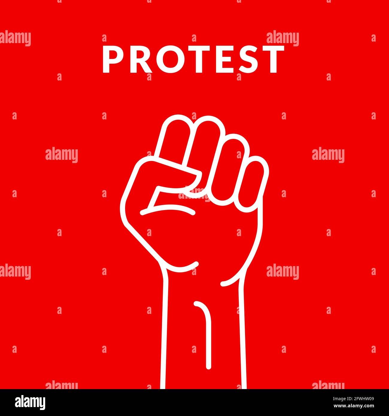 Fist hand power logo. Protest strong fist raised fight icon, rebel ...