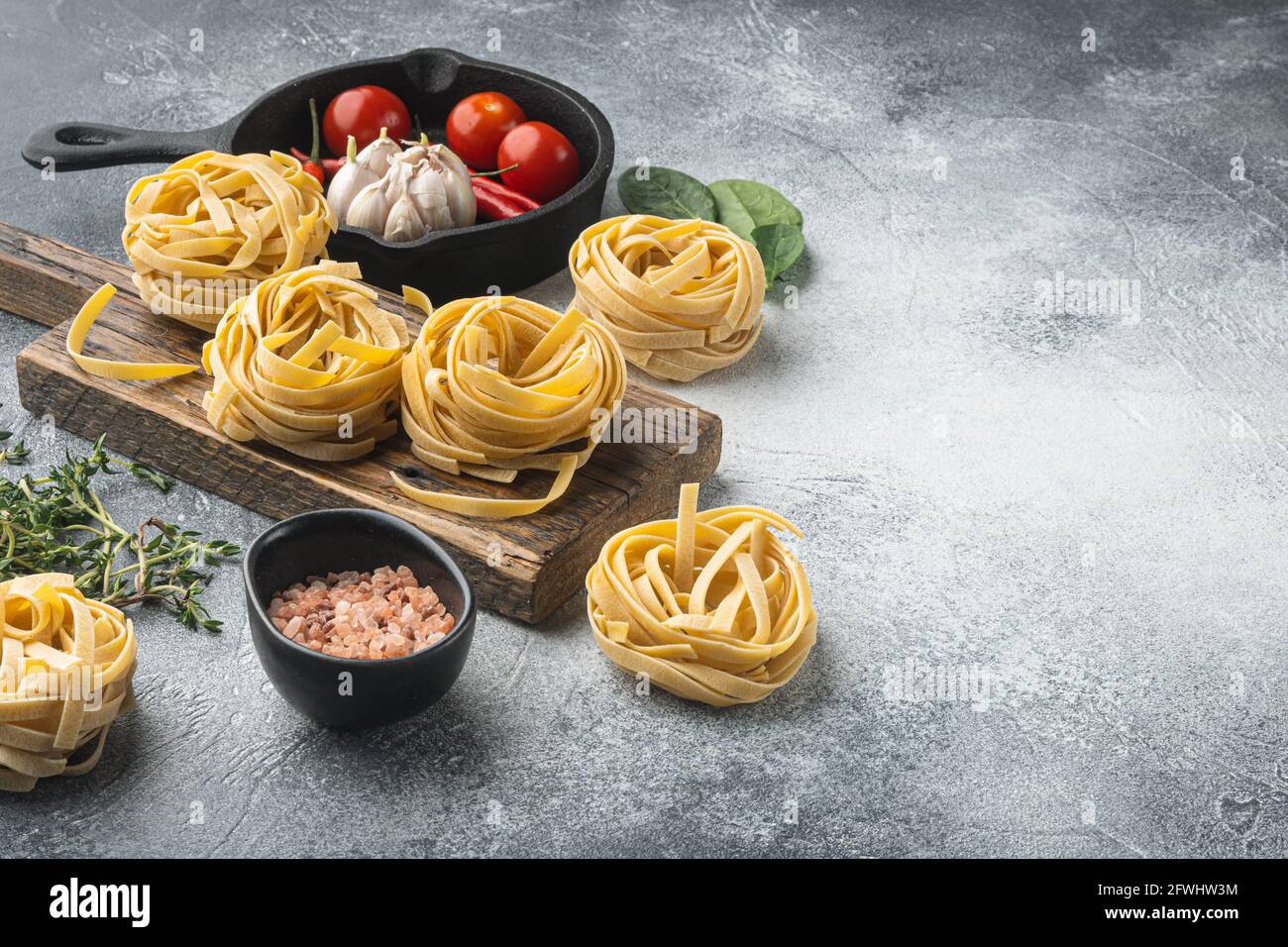 Ingredient of traditional mediterranean cuisine Uncooked pasta ...