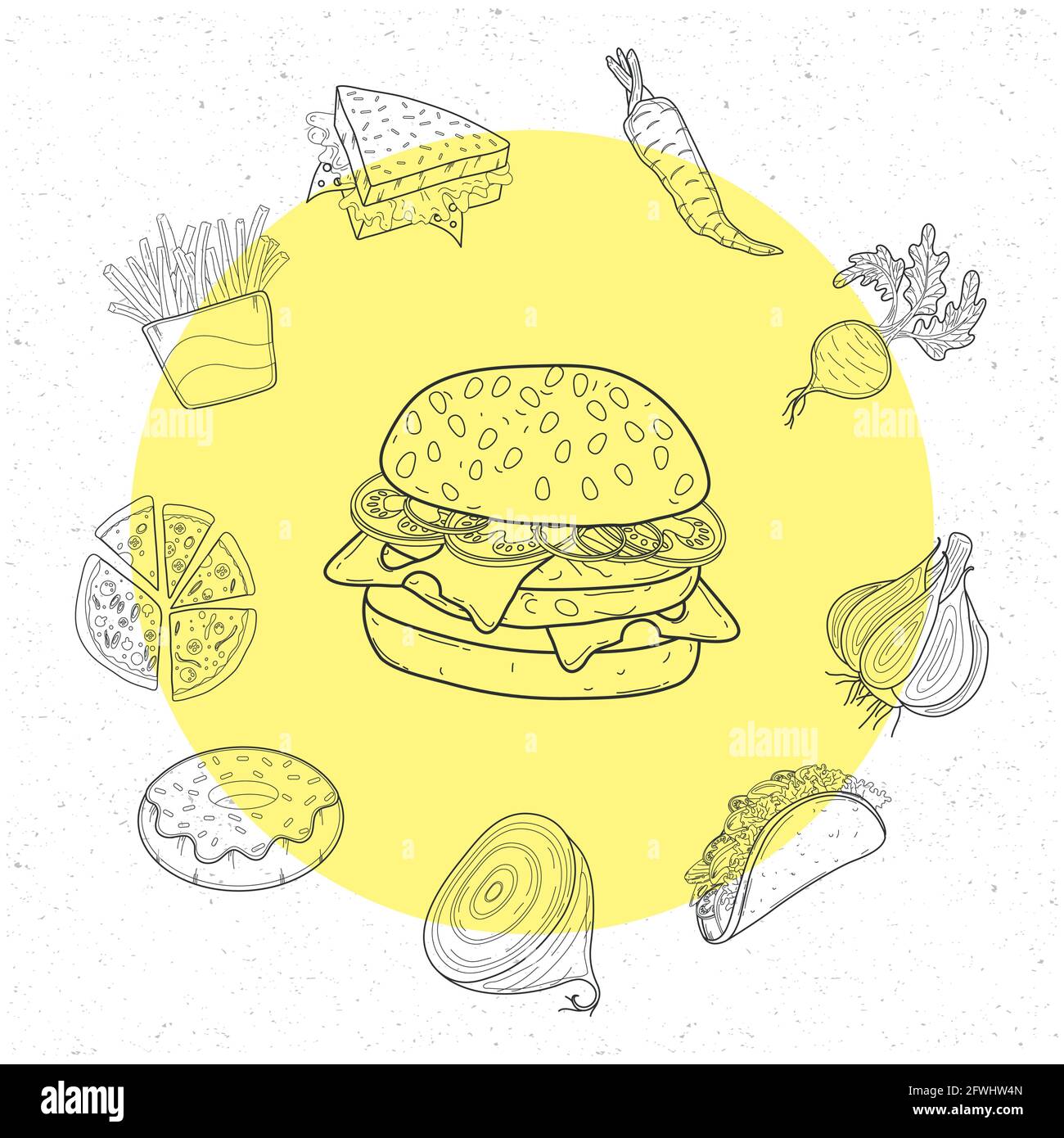 one line set foods around Stock Vector Image & Art - Alamy