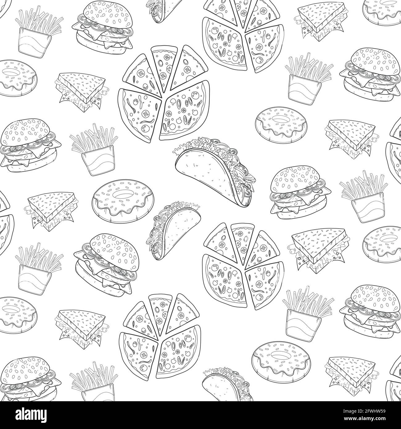 one line set foods pattern Stock Vector Image & Art - Alamy