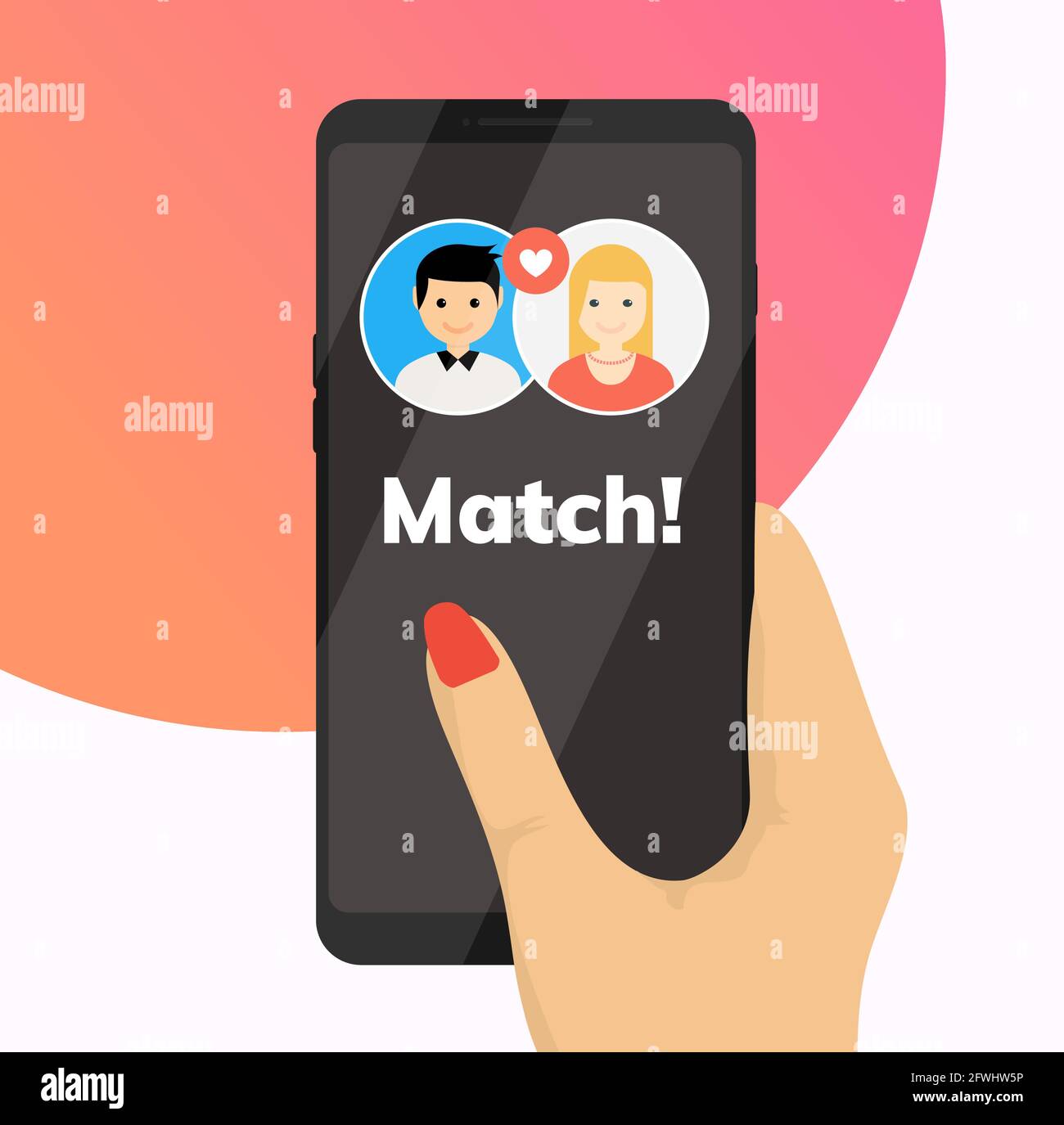 Dating app online mobile concept. Female male profile flat design ...