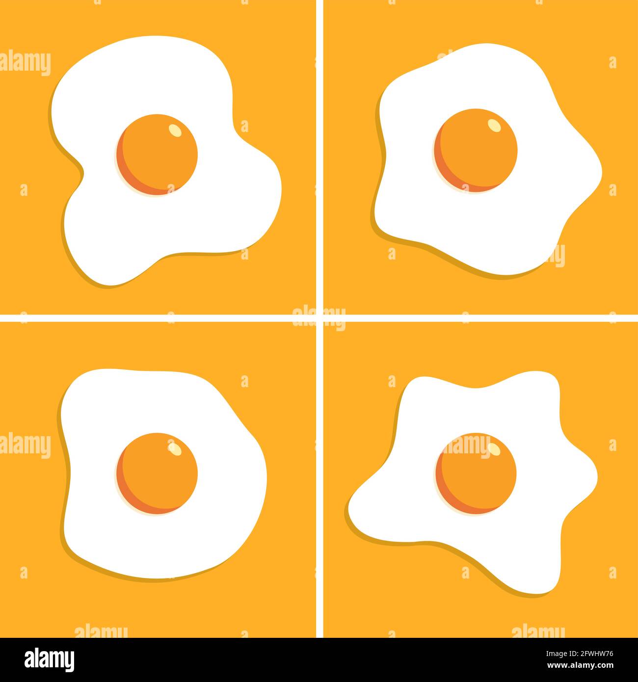 Fried egg breakfast cartoon icon isolated. Flat omelet meal yolk logo shape symbol design Stock ...