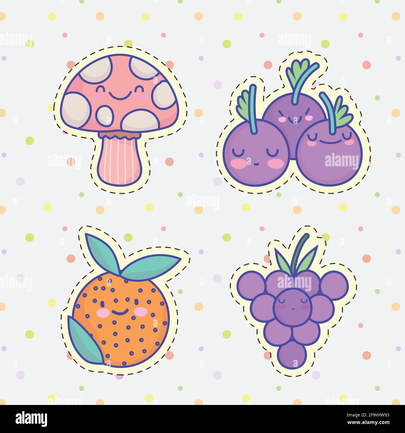 cute fruits vegetables Stock Vector Image & Art - Alamy
