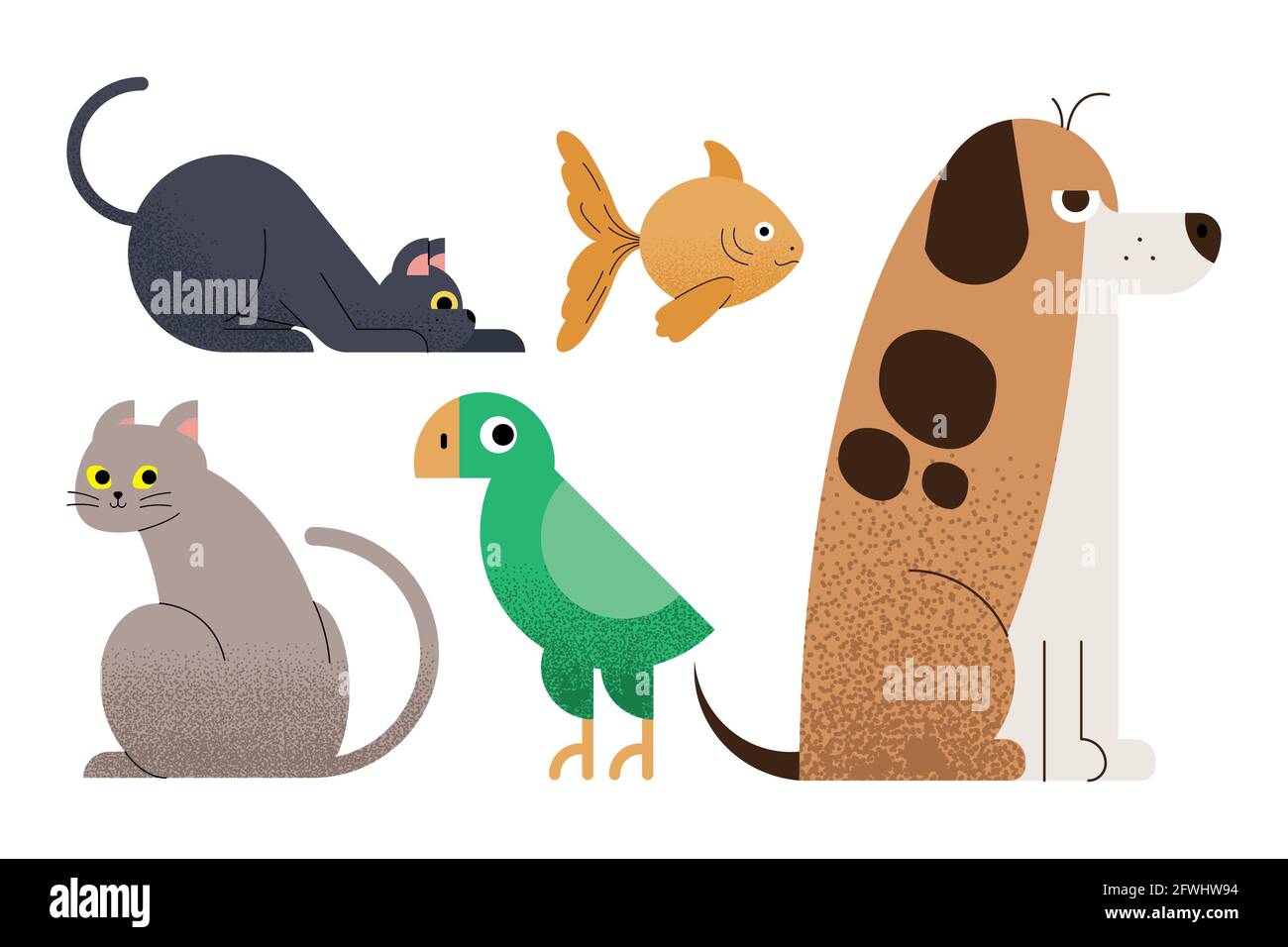 group of domestic pets set icons Stock Vector Image & Art - Alamy