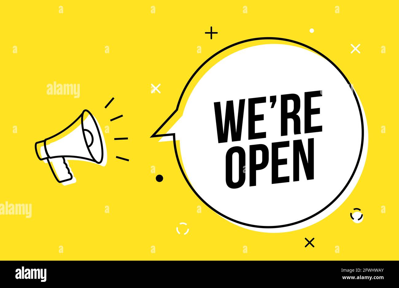 Now open banner hi-res stock photography and images - Alamy