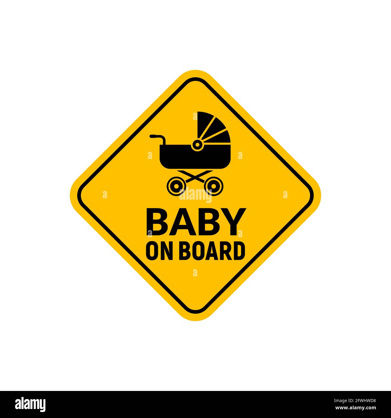 Baby on board sign icon. Child safety sticker warning emblem. Baby ...