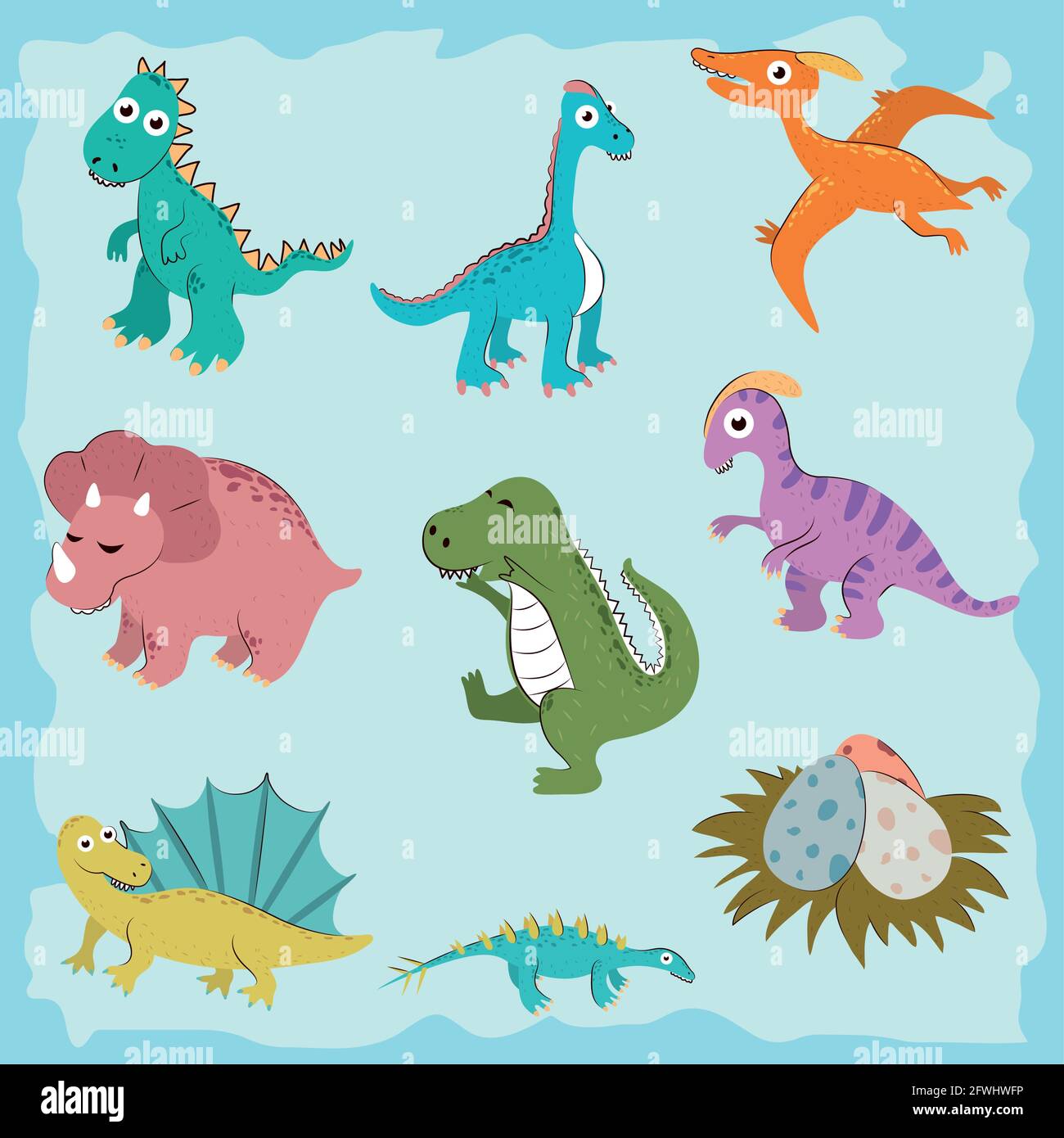 dinosaur character set Stock Vector Image & Art - Alamy
