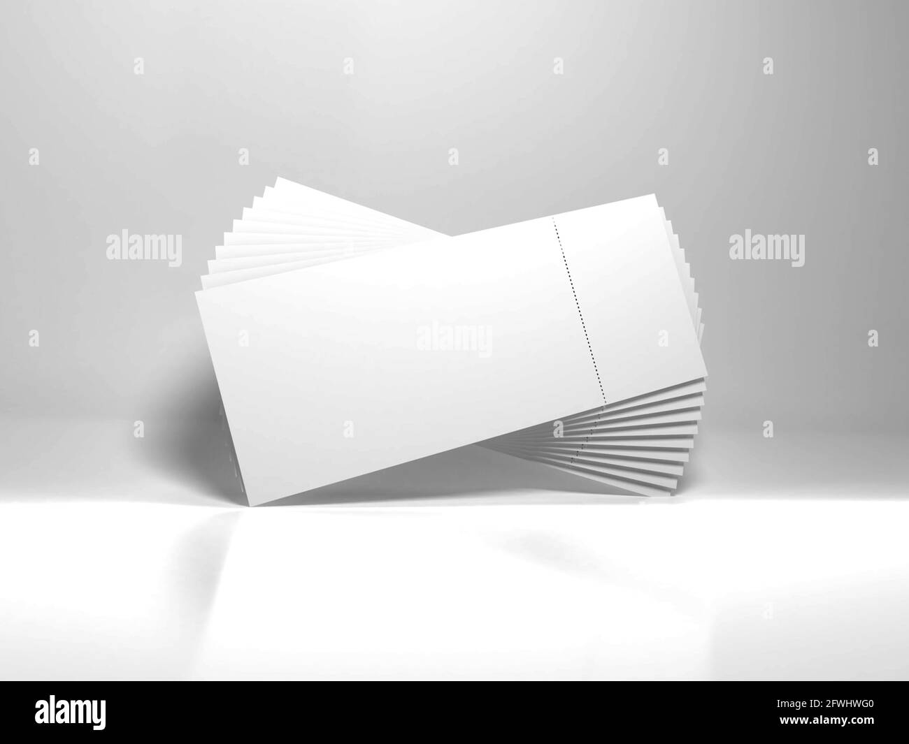 Event Ticket Paper 3D Illustration Mockup Scene on Isolated Background ...