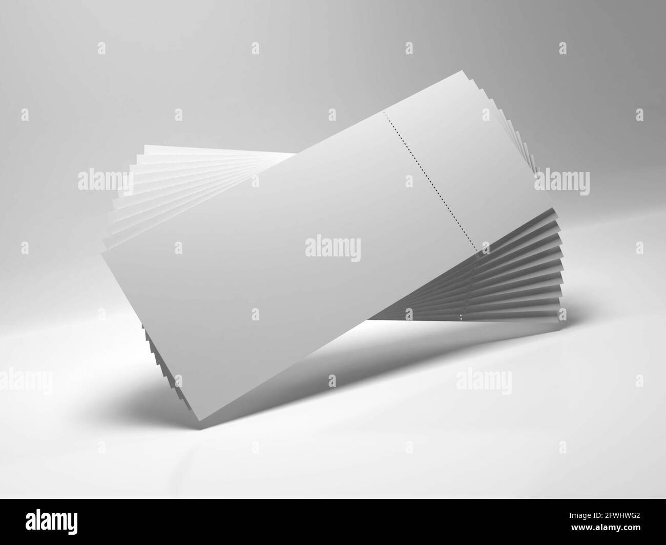 Event Ticket Paper 3D Illustration Mockup Scene on Isolated Background ...