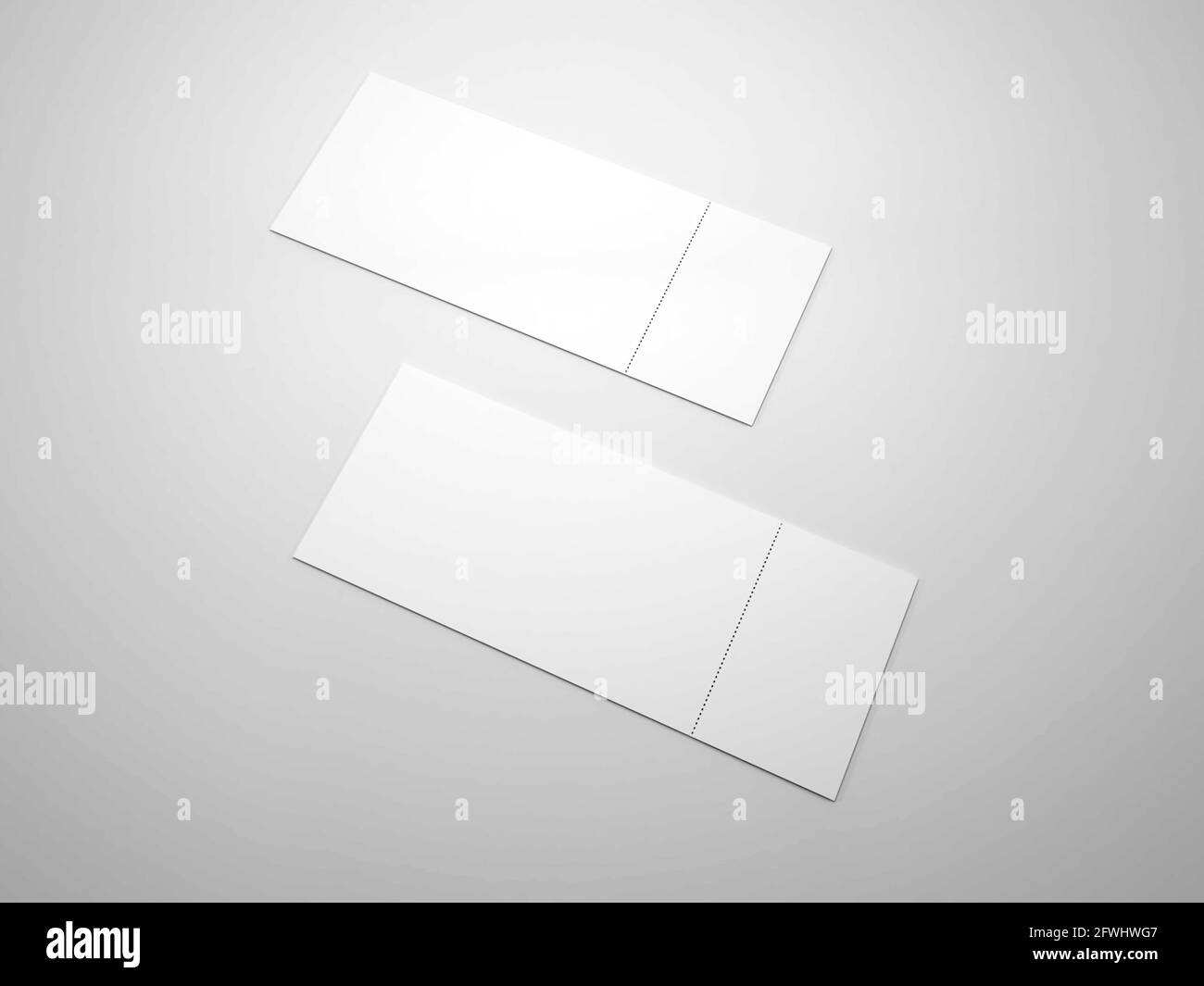 Event Ticket Paper 3D Illustration Mockup Scene on Isolated Background ...