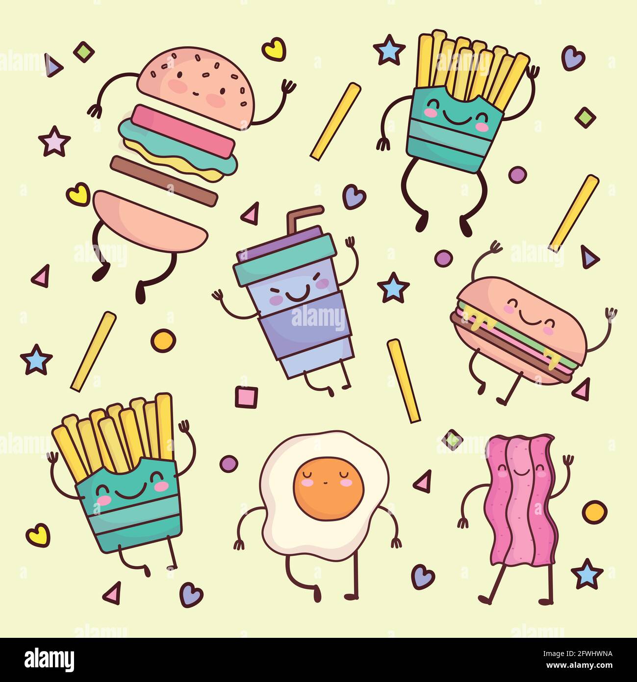 cute fast food cartoon Stock Vector Image & Art - Alamy