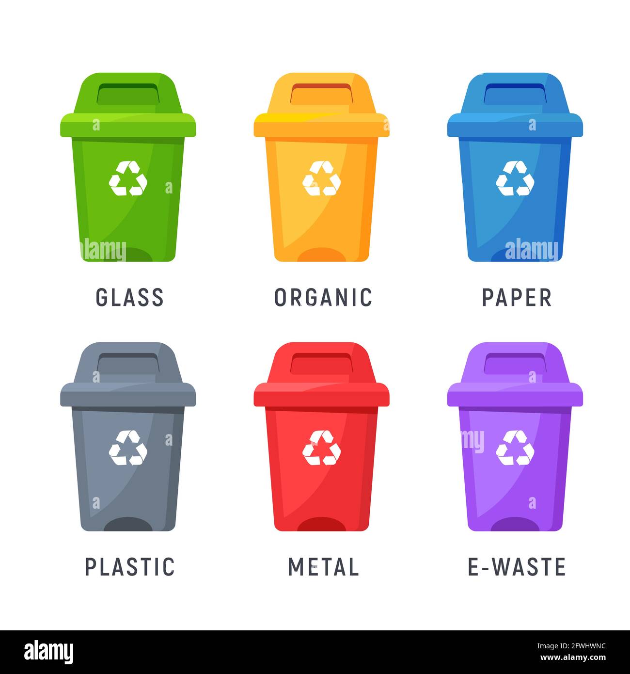 Trash container bin icon. Garbage can metal recycle basket box for ...