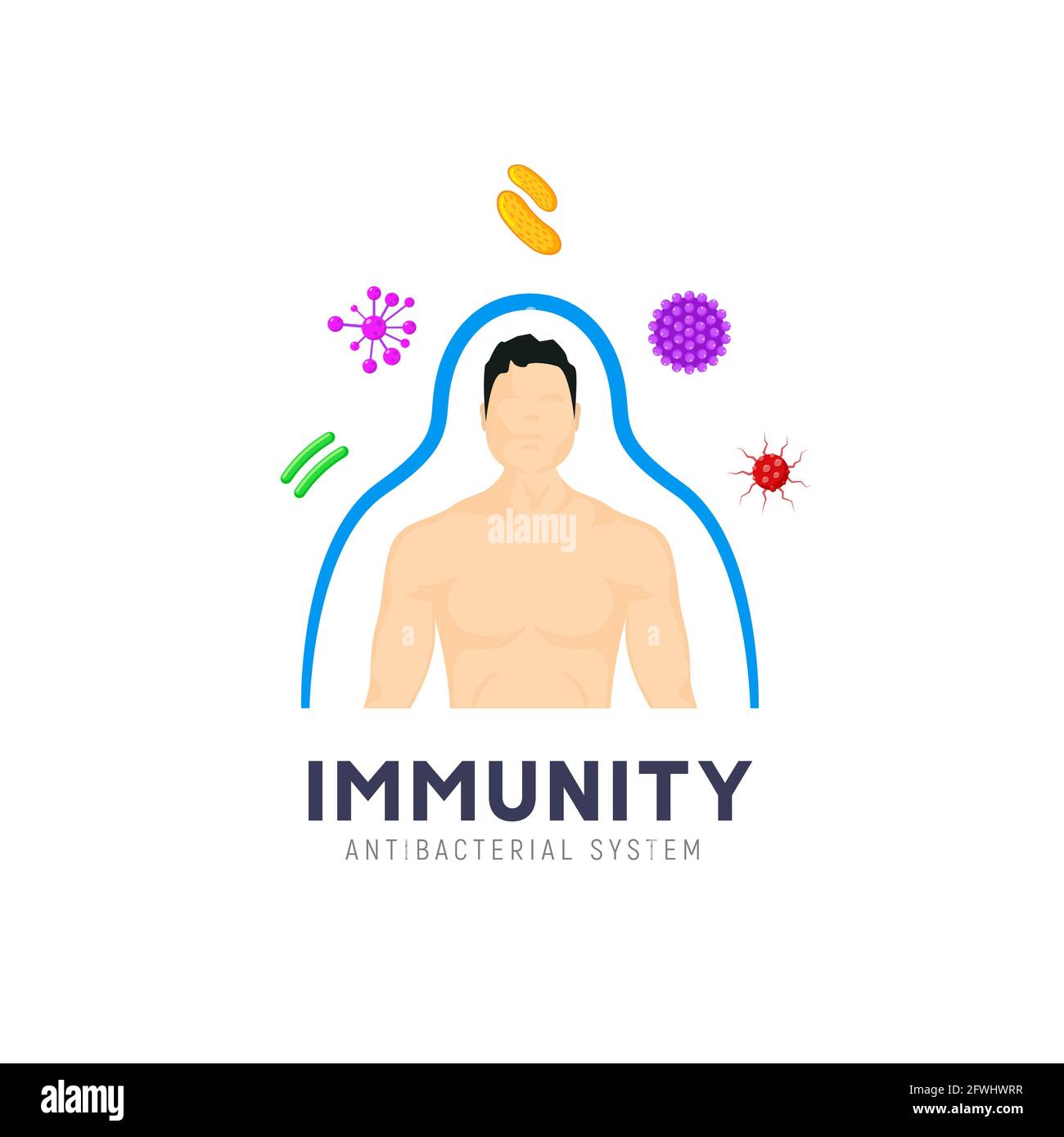 Immune system vector icon logo. Health bacteria virus protection ...