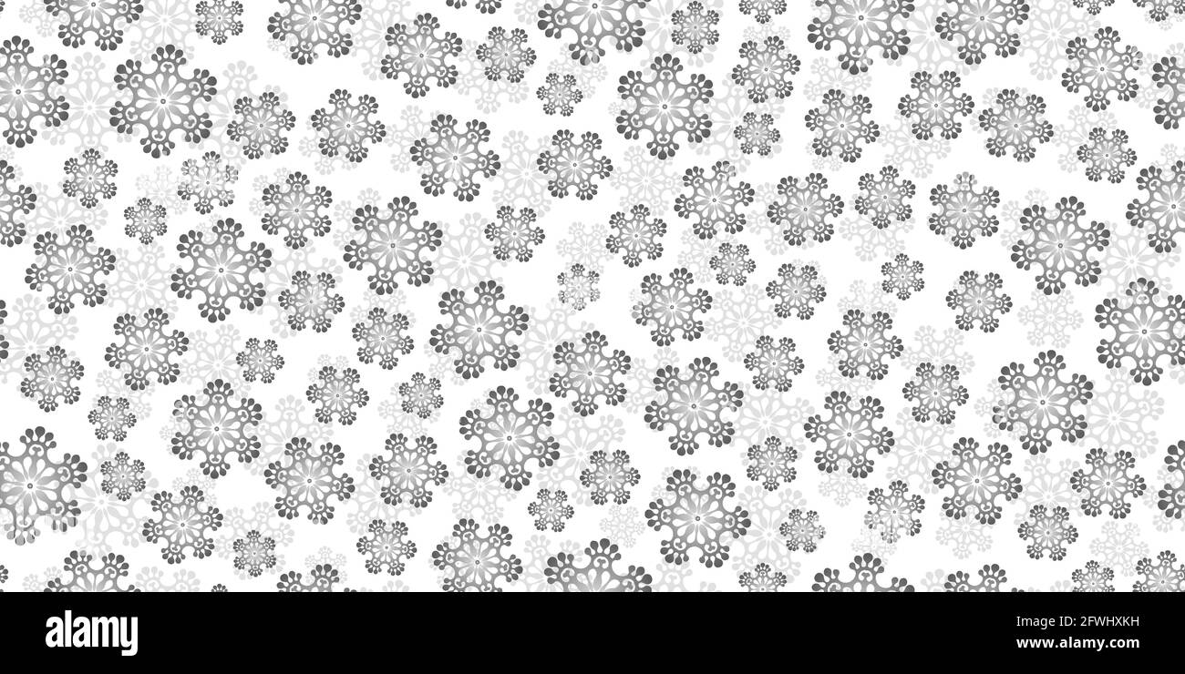 Winter seamless pattern with grey snowflakes on white background ...