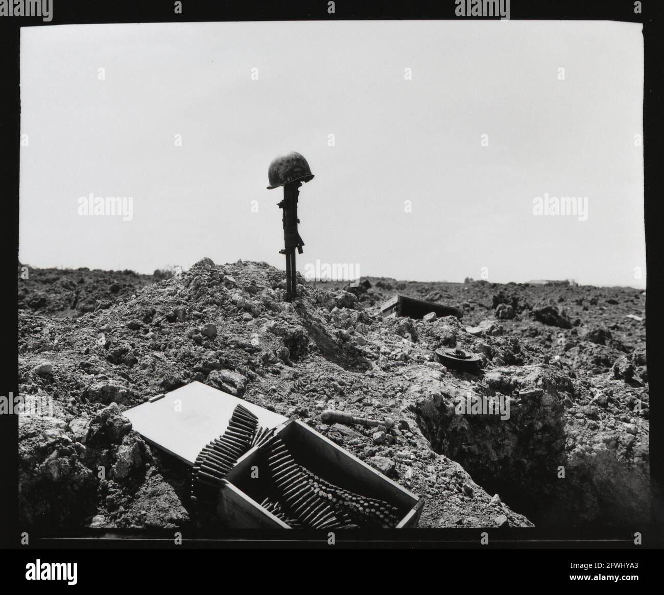 WWII Helmet and rifle monument to a dead U.S. soldier Normandy France ...