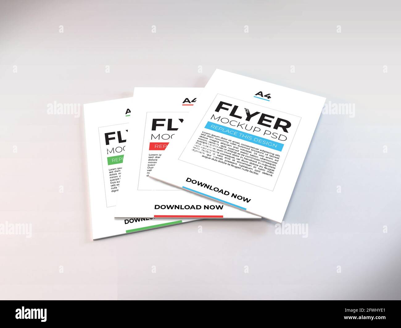 Flyer Paper 3D Illustration Mockup Scene on Isolated Background Stock ...