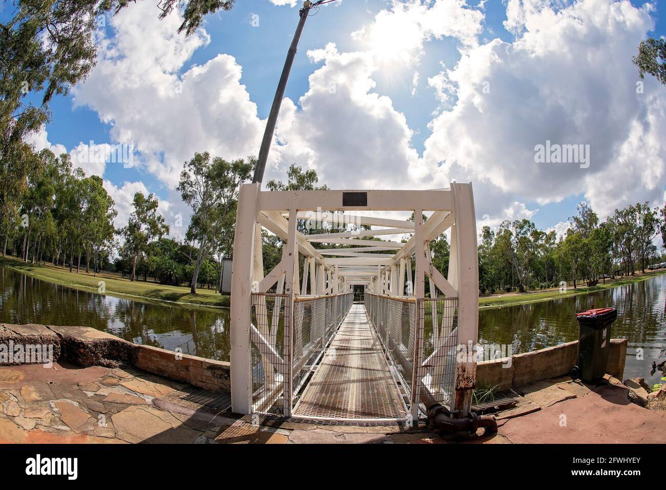 Clermont, Queensland, Australia - May 2021: Bridge over a creek with ...