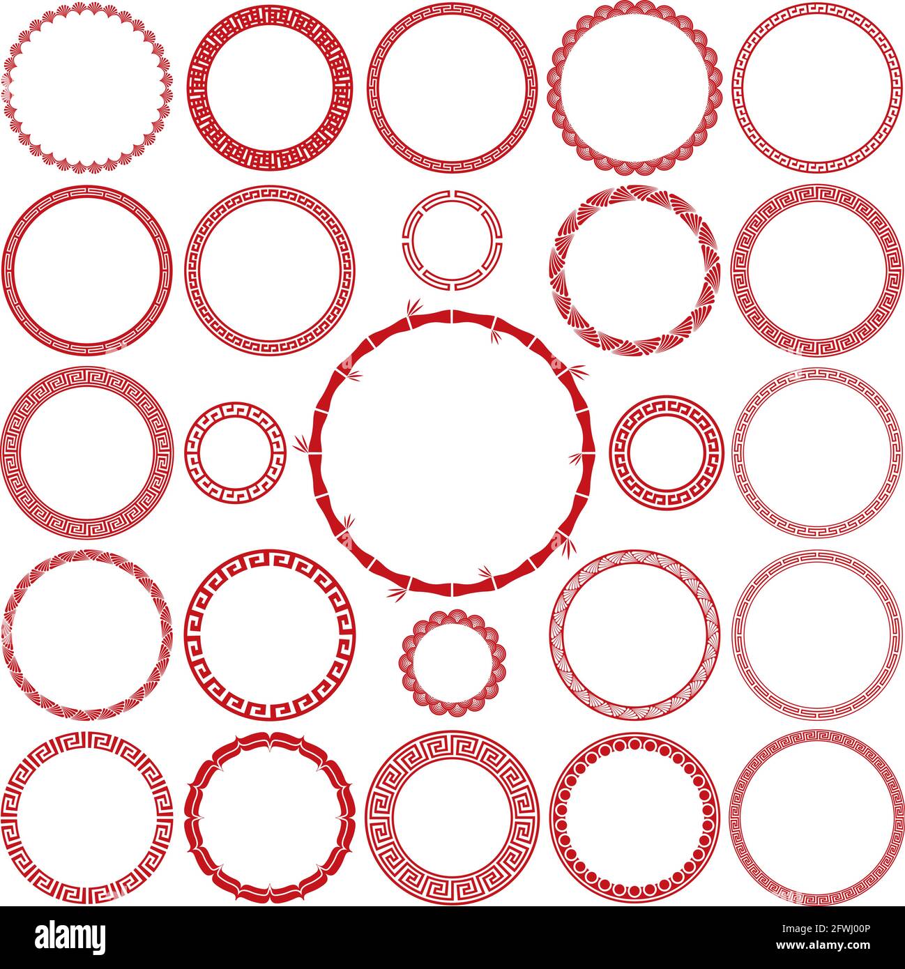 Collection of Chinese Decorative Ornamental Round Border Frames. Ideal ...