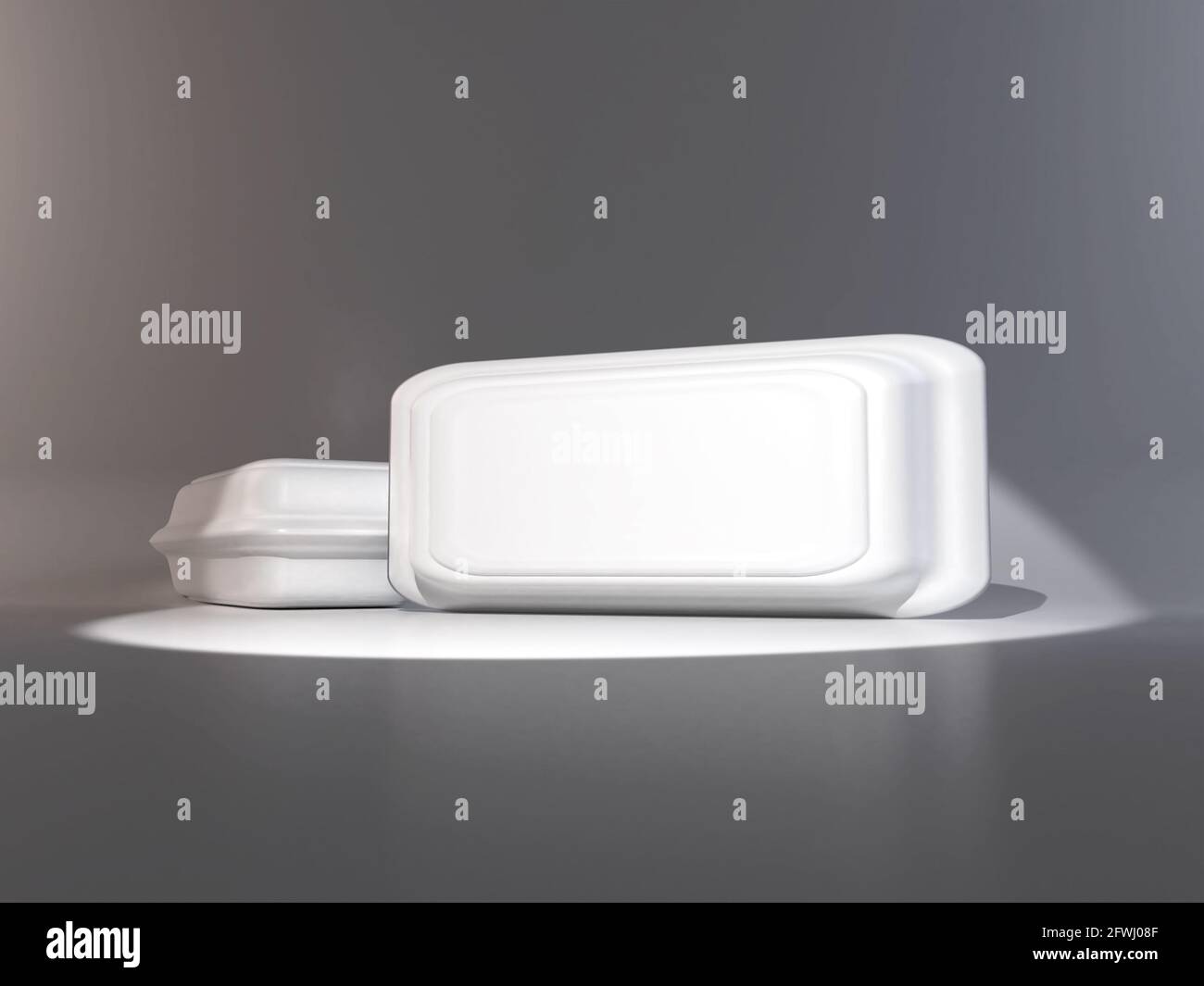 Food Box Packaging 3D Illustration Mockup Scene on Isolated Background ...