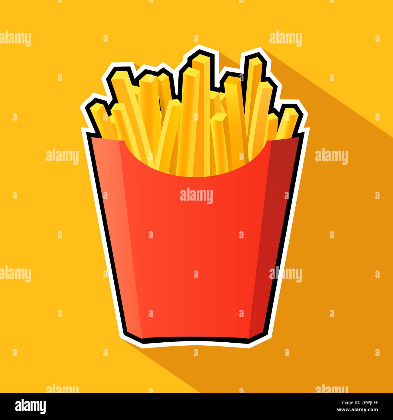 French potato pack box. Cartoon fastfood fry potato isolated ...