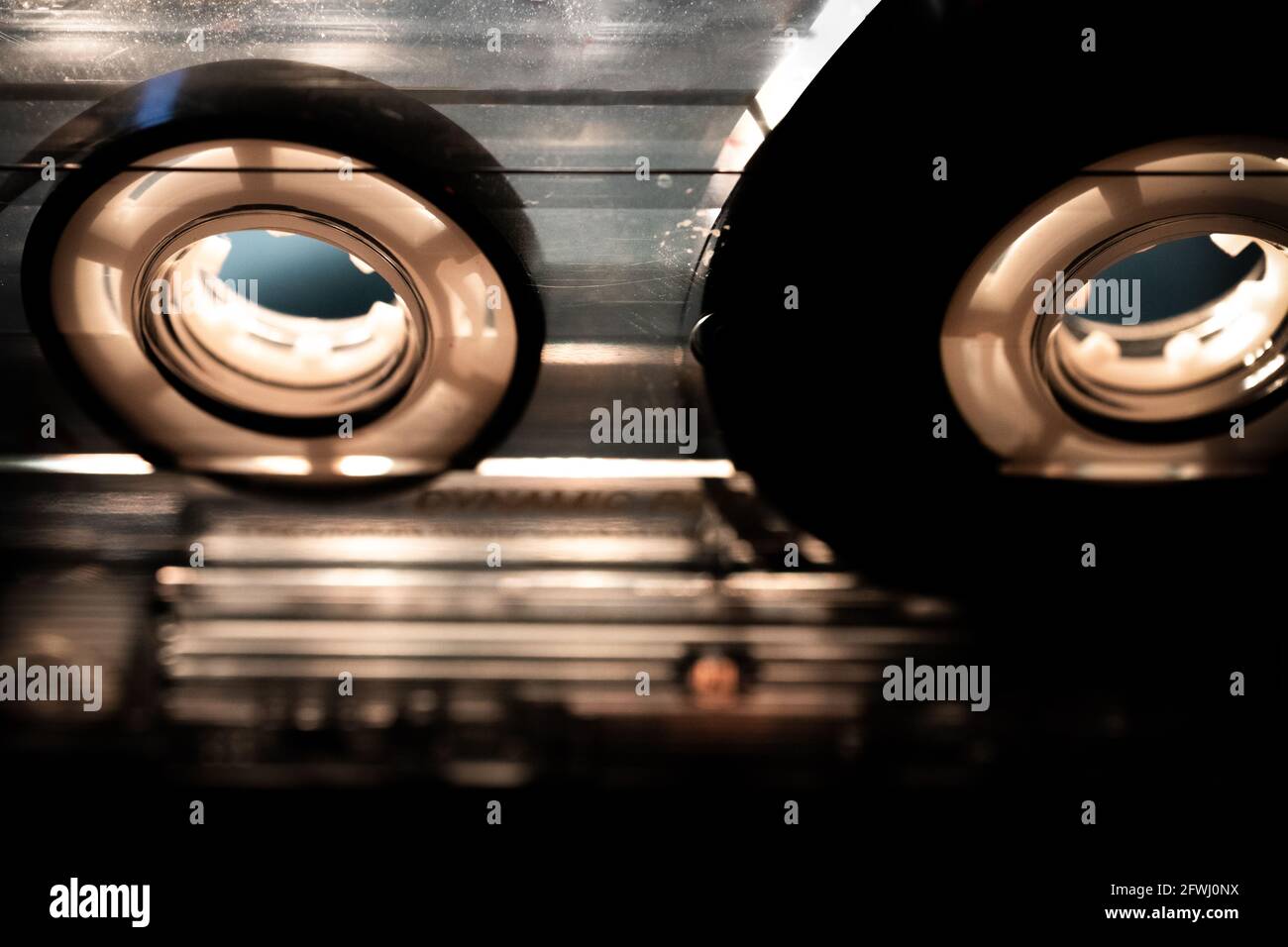 Abstract Angled Macro Closeup of Reels in Clear Cassette Tape Stock ...