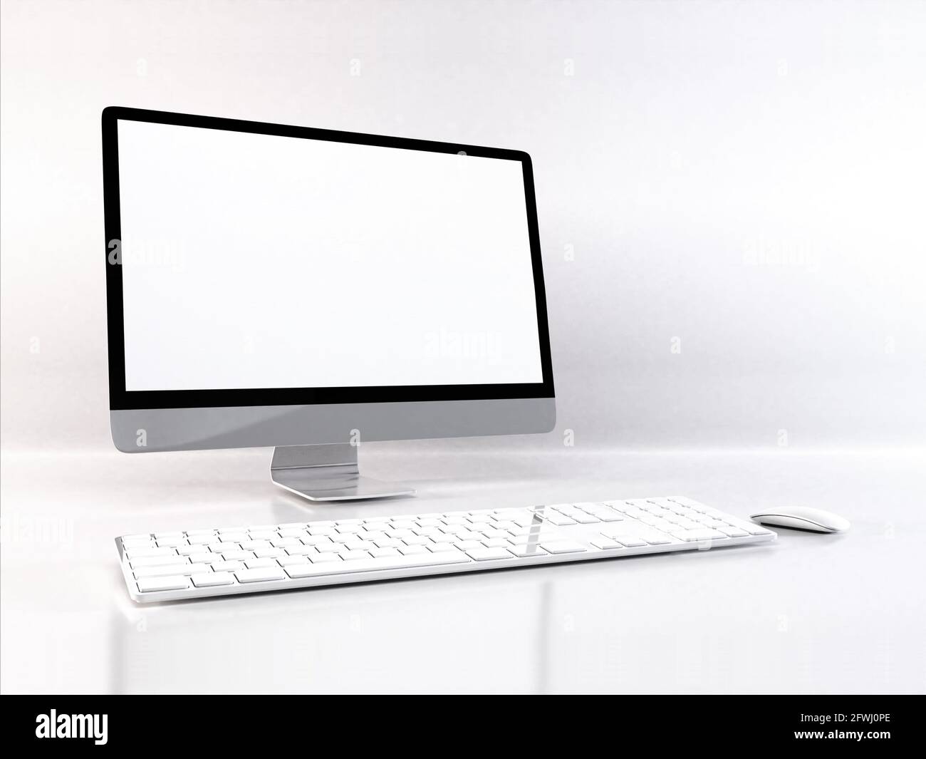 Realistic Personal Computer 3D Illustration Mockup Scene on Isolated ...