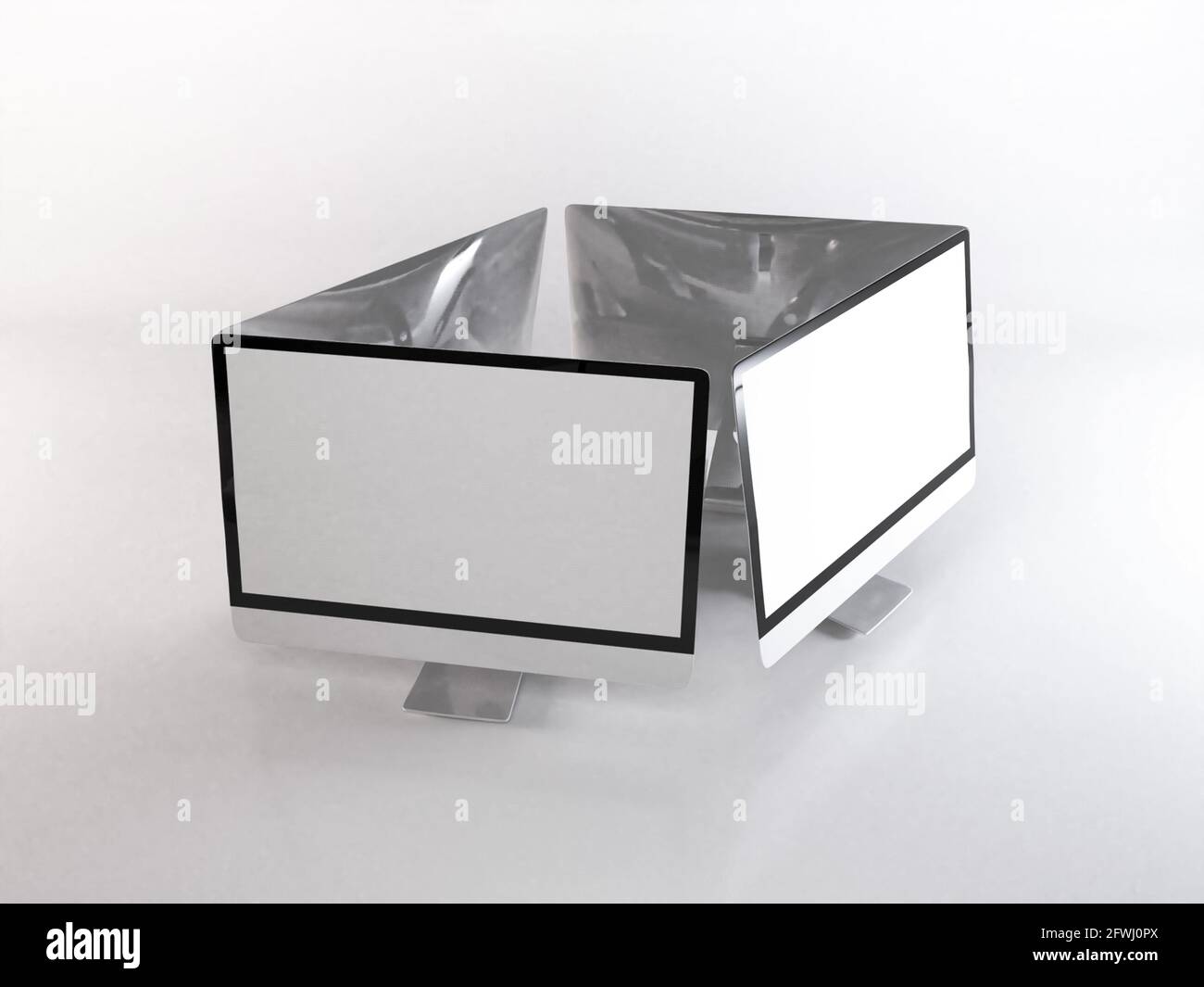 Realistic Personal Computer 3D Illustration Mockup Scene on Isolated ...