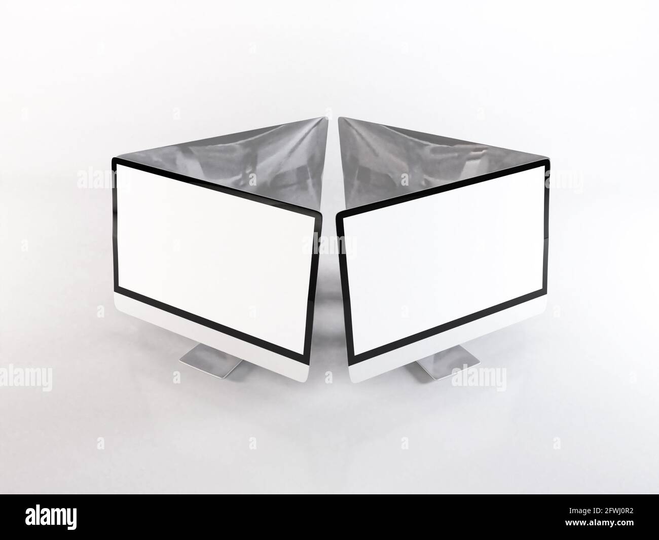 Realistic Personal Computer 3D Illustration Mockup Scene on Isolated ...