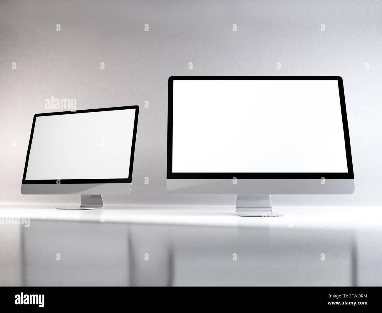 Realistic Personal Computer 3D Illustration Mockup Scene on Isolated ...
