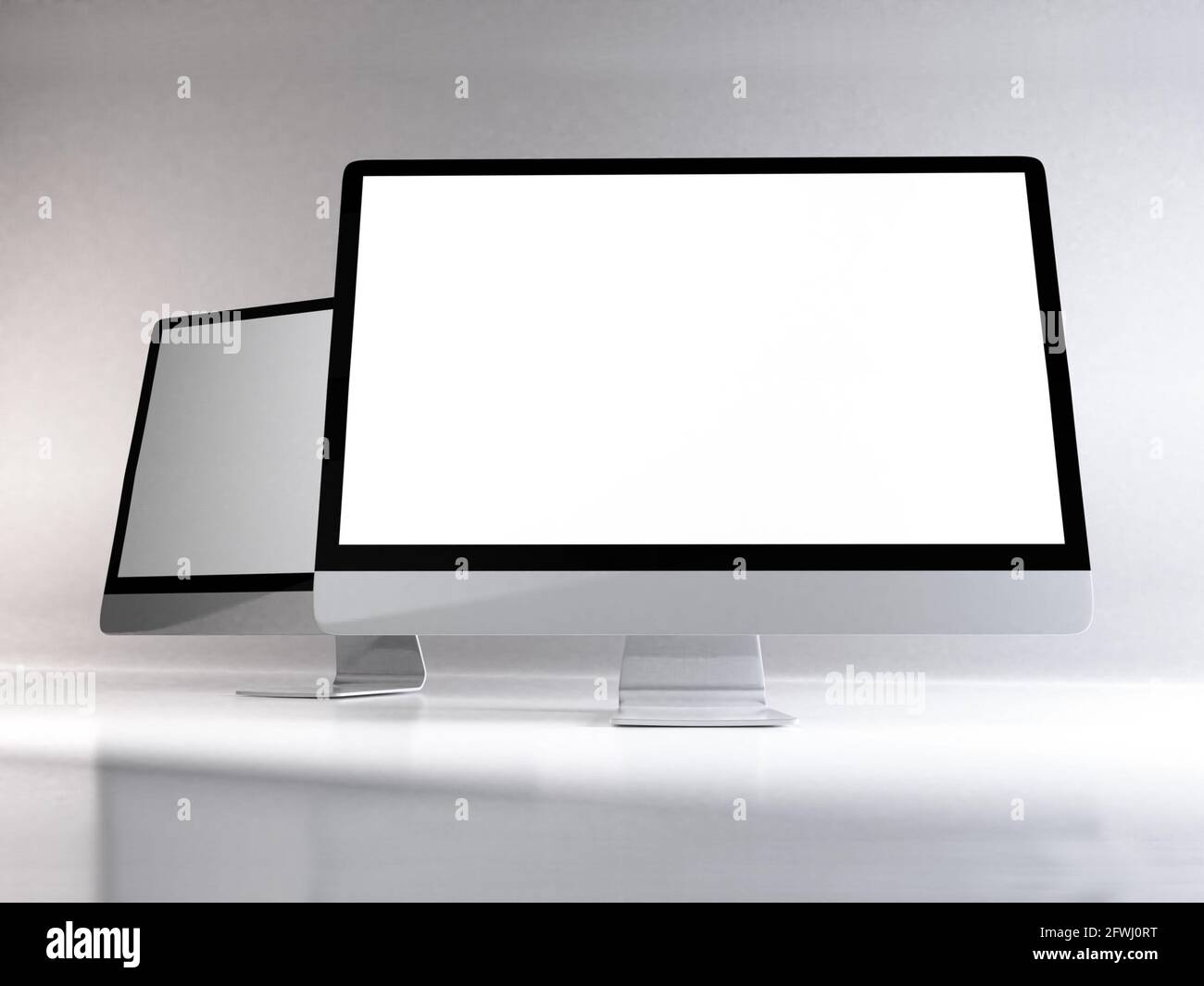 Realistic Personal Computer 3D Illustration Mockup Scene on Isolated ...