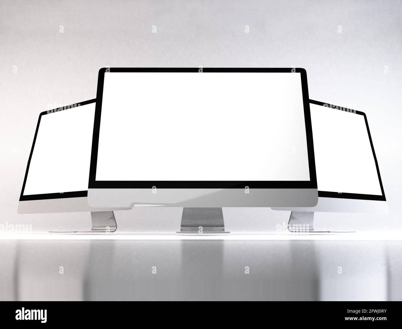 Realistic Personal Computer 3D Illustration Mockup Scene on Isolated ...