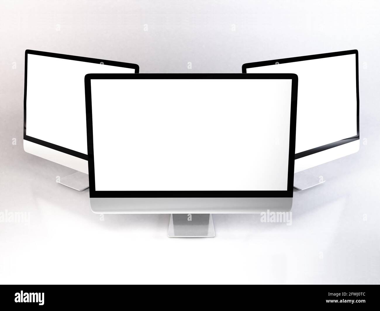 Realistic Personal Computer 3D Illustration Mockup Scene on Isolated ...