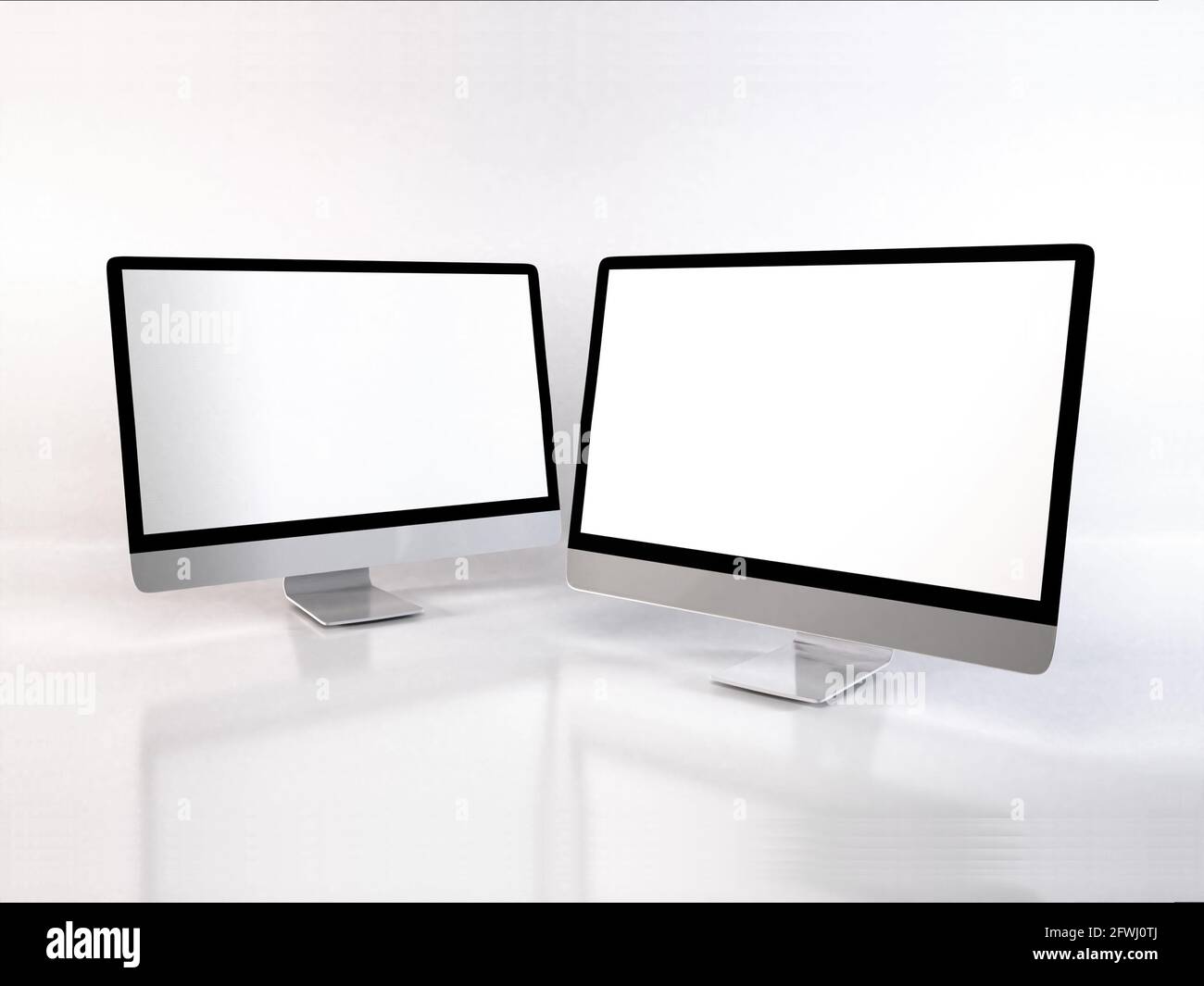 Realistic Personal Computer 3D Illustration Mockup Scene on Isolated ...