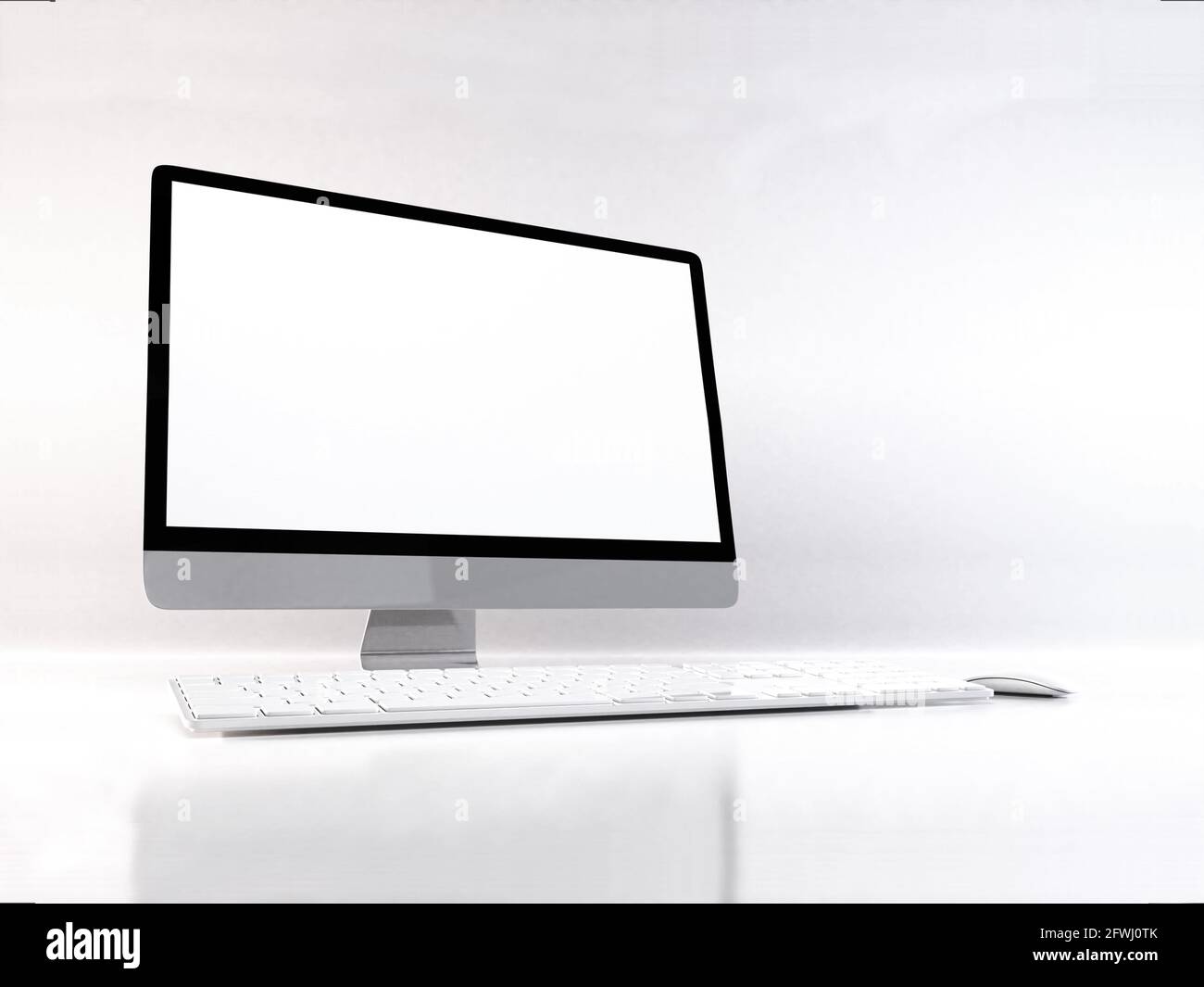 Realistic Personal Computer 3D Illustration Mockup Scene on Isolated ...
