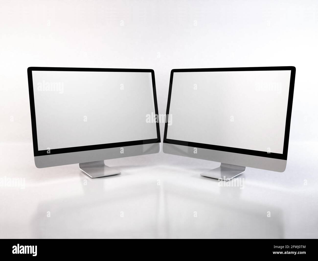 Realistic Personal Computer 3D Illustration Mockup Scene on Isolated ...