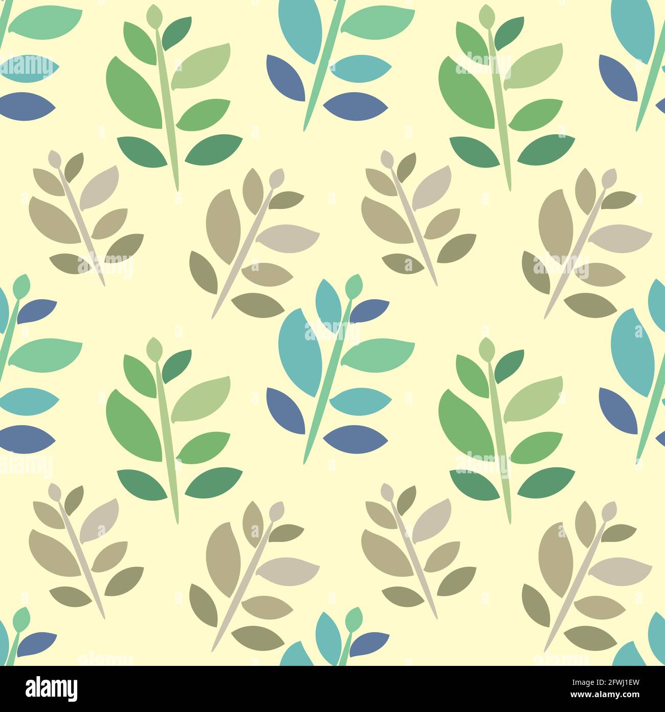 leaves on the stem seamless pattern vector illustration Stock Vector ...