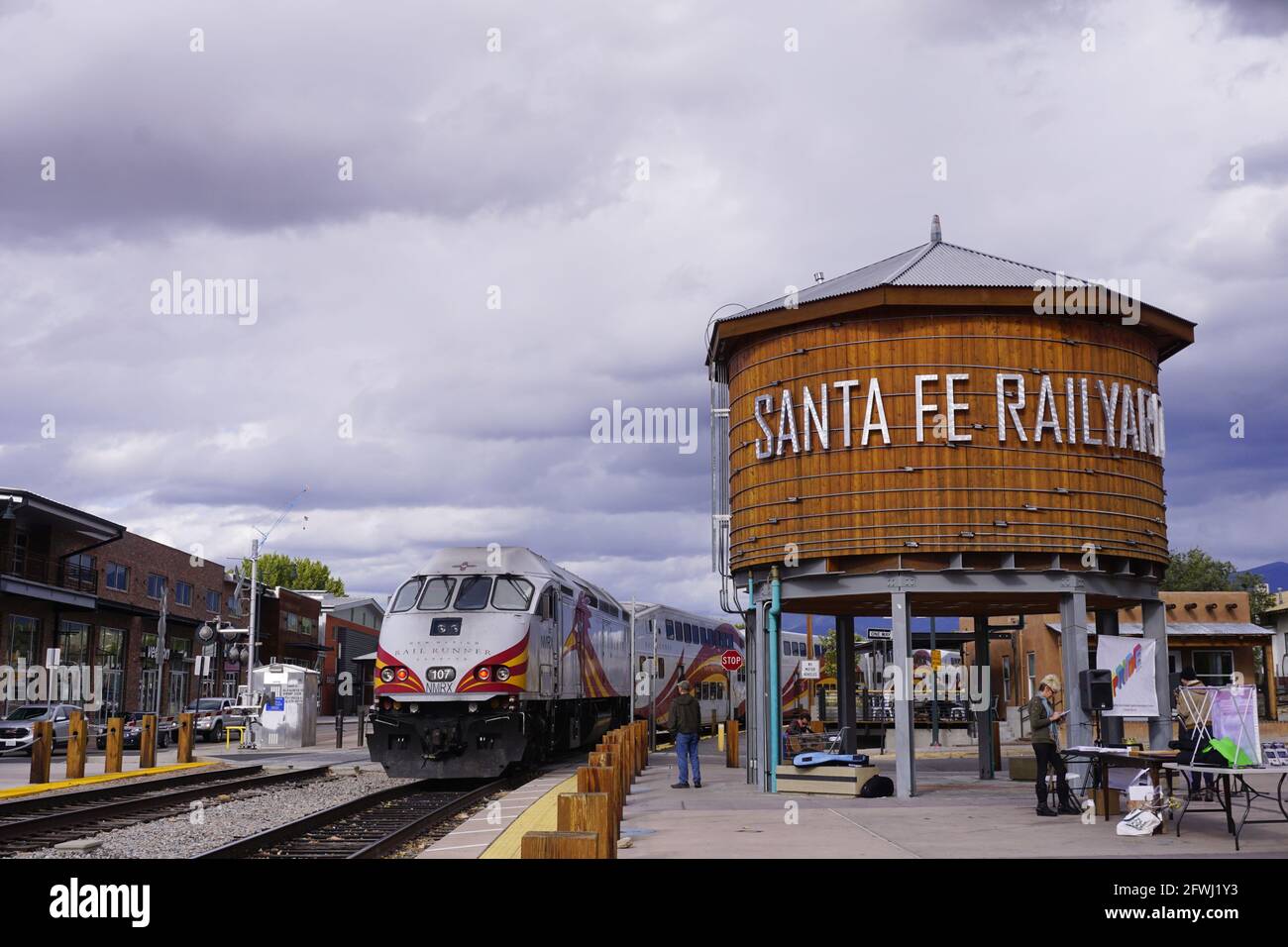 Train departing the Santa Fe rail yard Stock Photo - Alamy