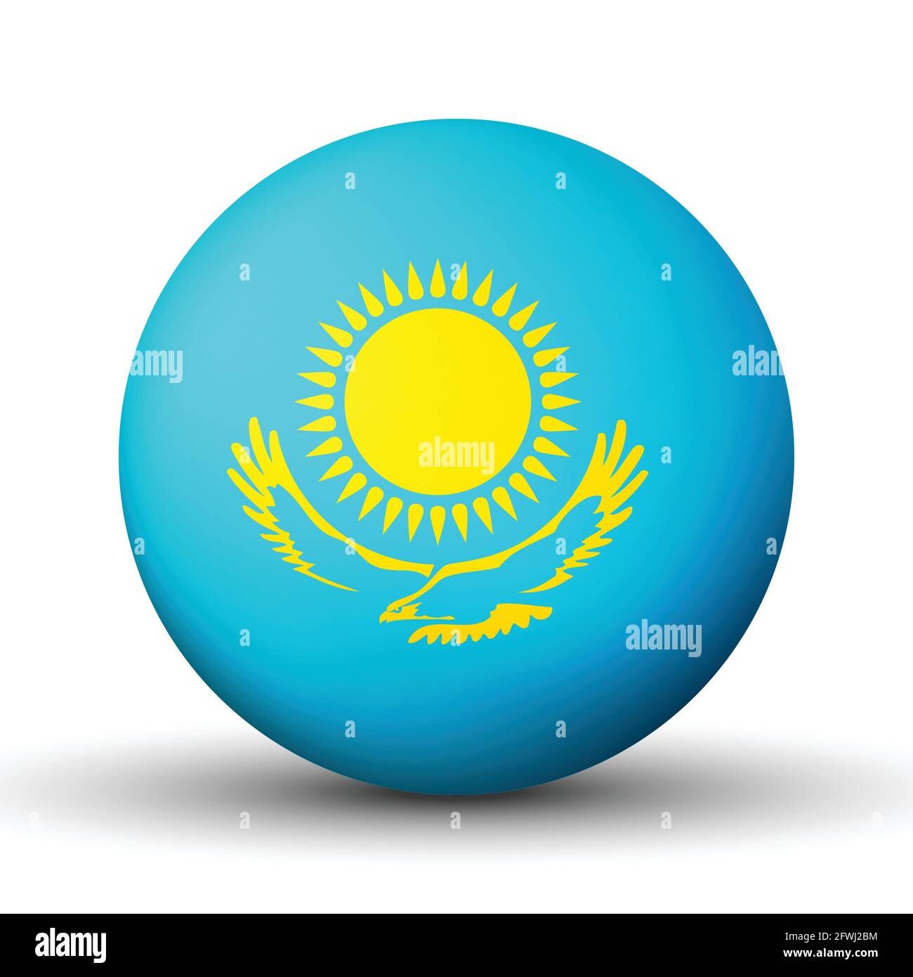 Glass light ball with flag of Kazakhstan. Round sphere, template icon ...