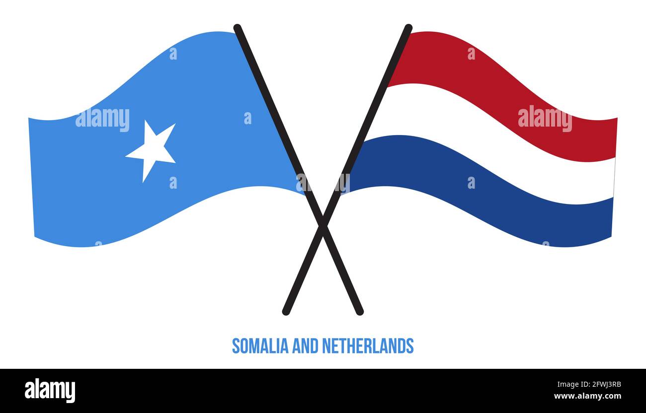 Somalia and Netherlands Flags Crossed And Waving Flat Style. Official ...